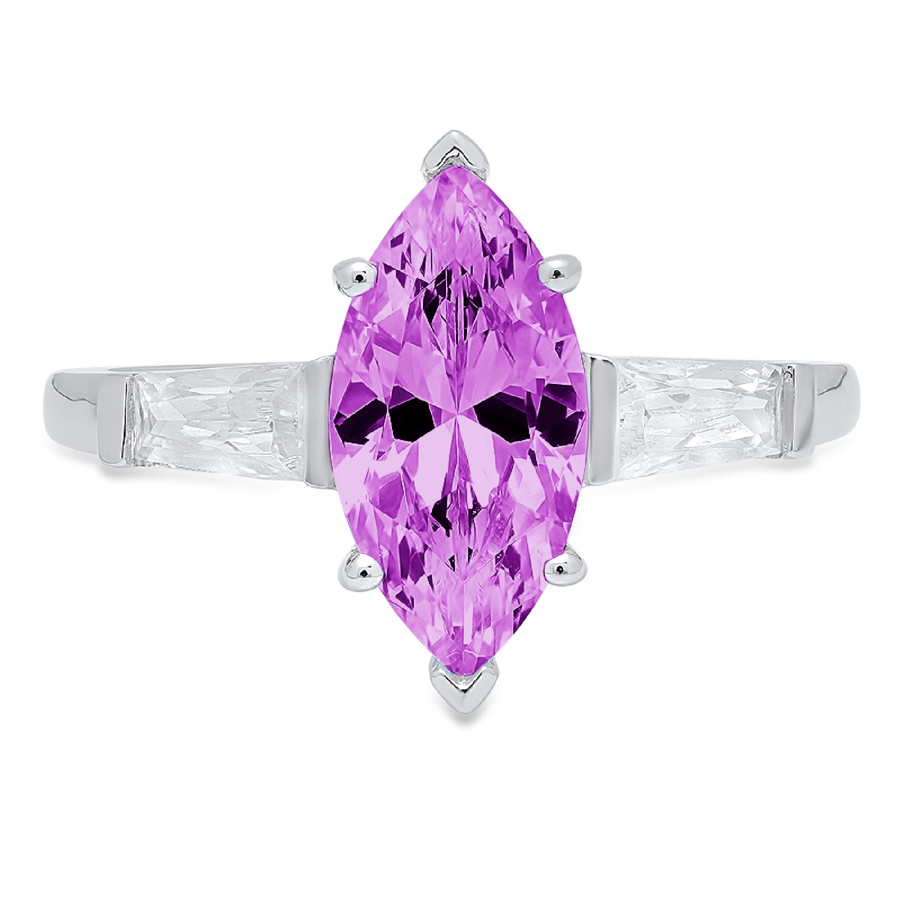 2 ct Marquise Cut Simulated Alexandrite 3 Stone 18K White Gold Womens ...