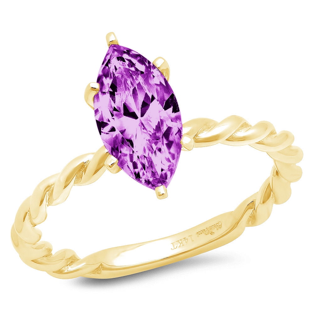 2 ct Marquise Cut Simulated Alexandrite Solitaire 18K Yellow Gold ...