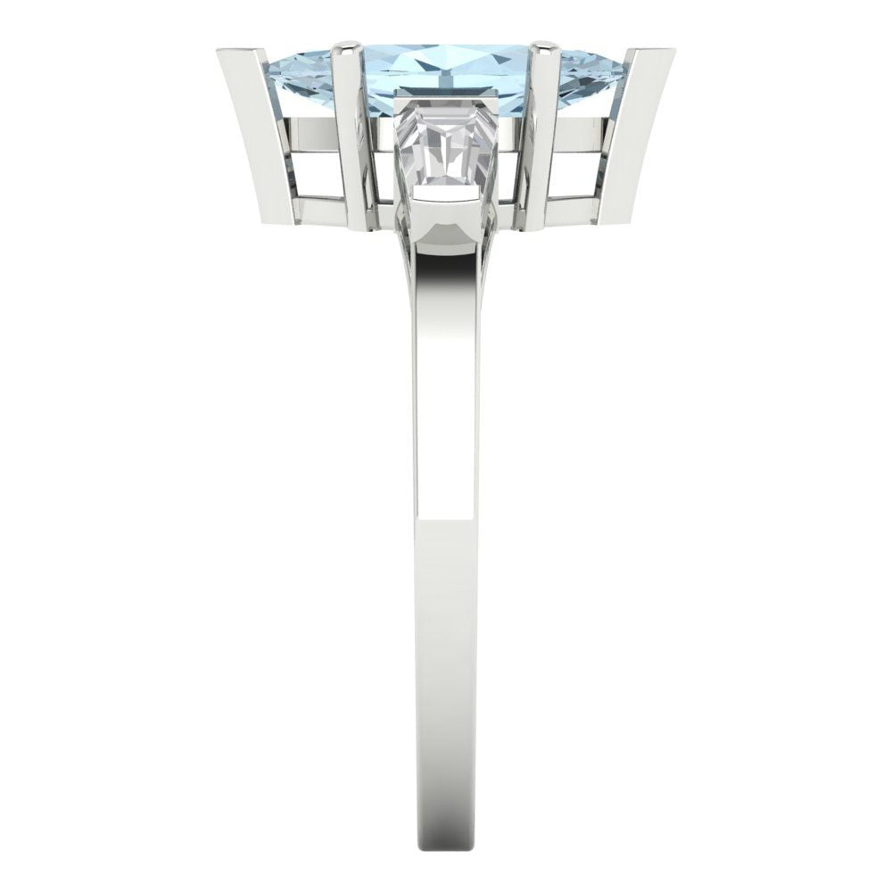 2 ct Marquise Cut Simulated Blue Diamond 3 Stone 18K White Gold Womens Engagement Ring - Walmart.com