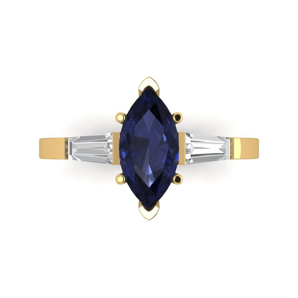 2 ctw 3 Stone Anniversary Ring for Women | Marquise Cut Simulated Blue ...