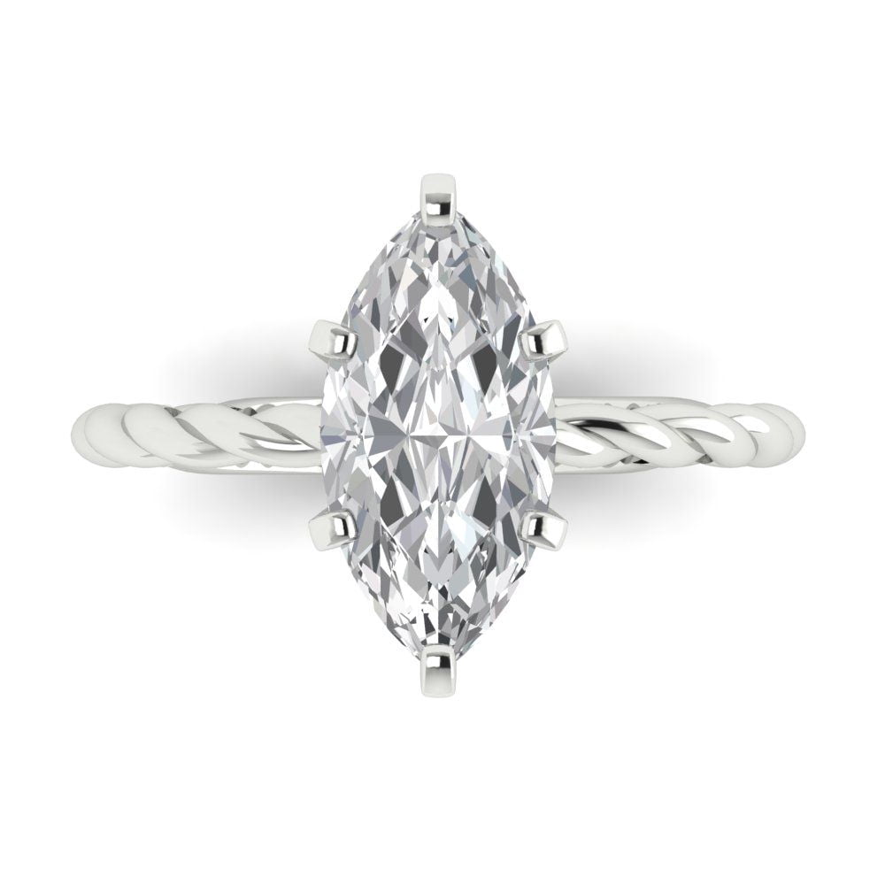 2 ct Marquise Cut Simulated Diamond Solitaire 18K White Gold Womens ...