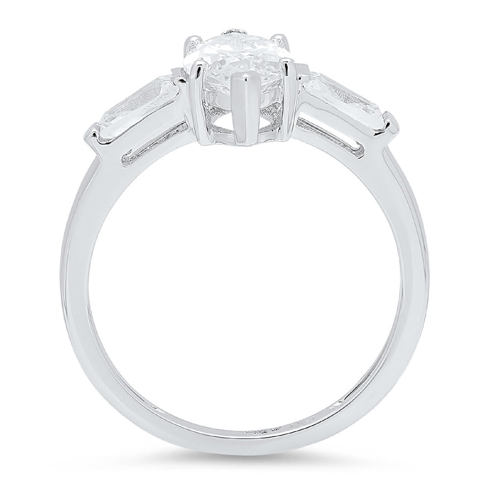 2 ct Marquise Cut Simulated Diamond Three-Stone Engagement Ring for ...