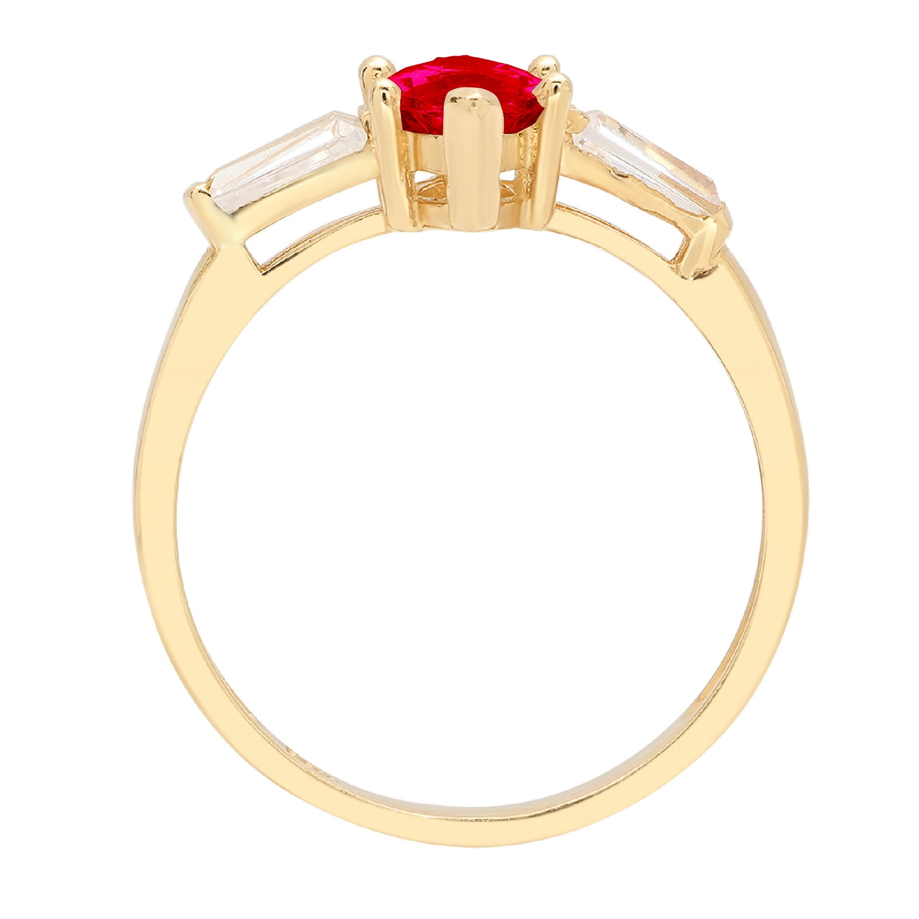 2 ct Marquise Cut Simulated Ruby Three-Stone Engagement Ring for Women in 18K Yellow Gold ...