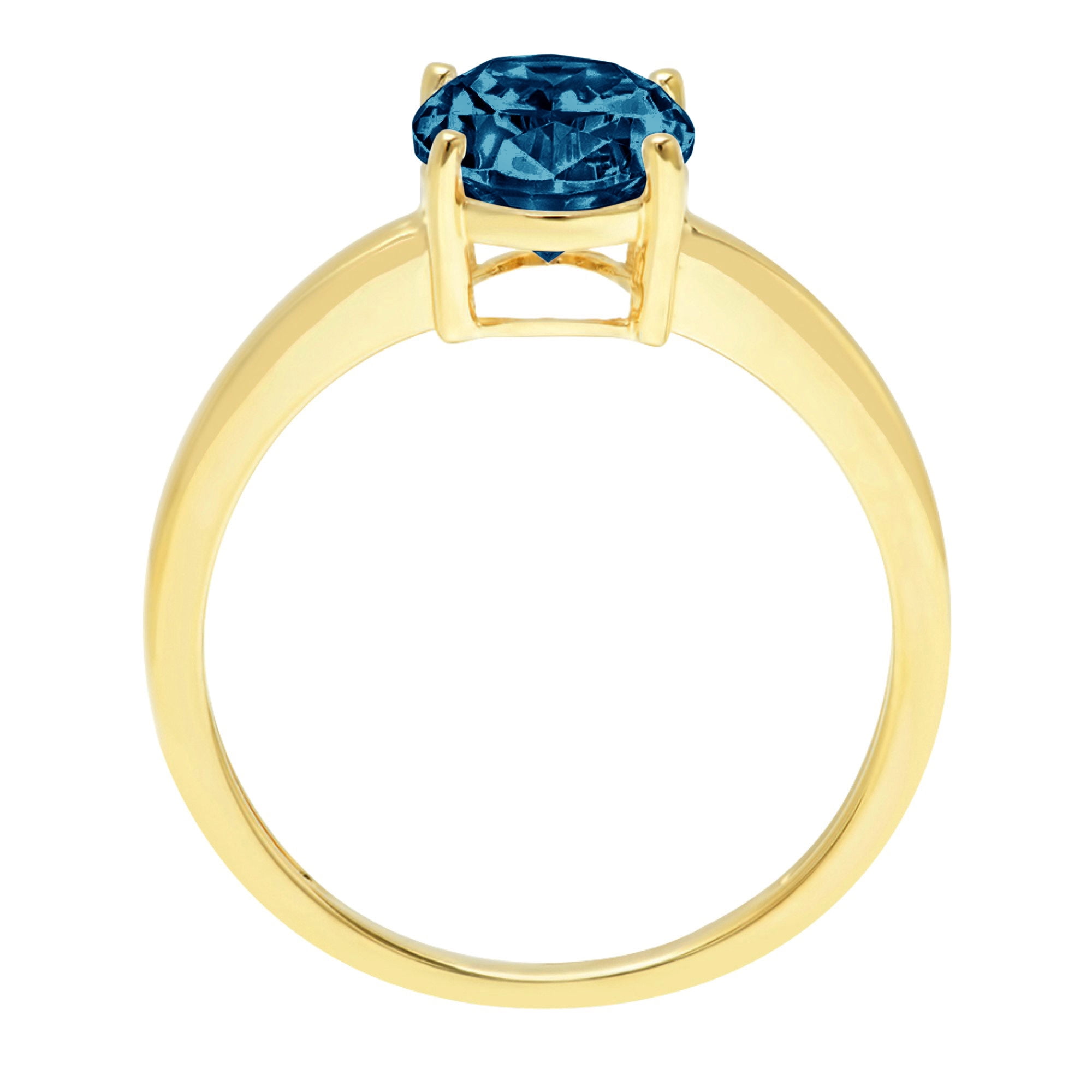 2 ct Oval Cut Natural London Blue Topaz Solitaire Engagement Ring for ...