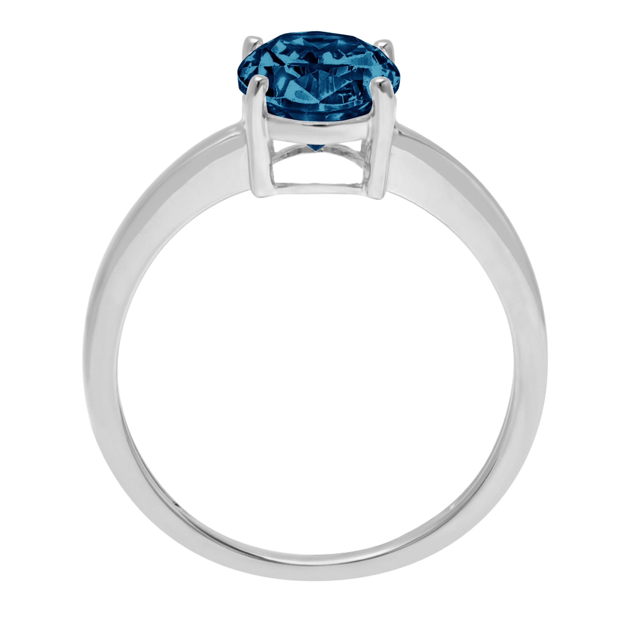 2 ct Oval Cut Natural London Blue Topaz Solitaire Engagement Ring for ...