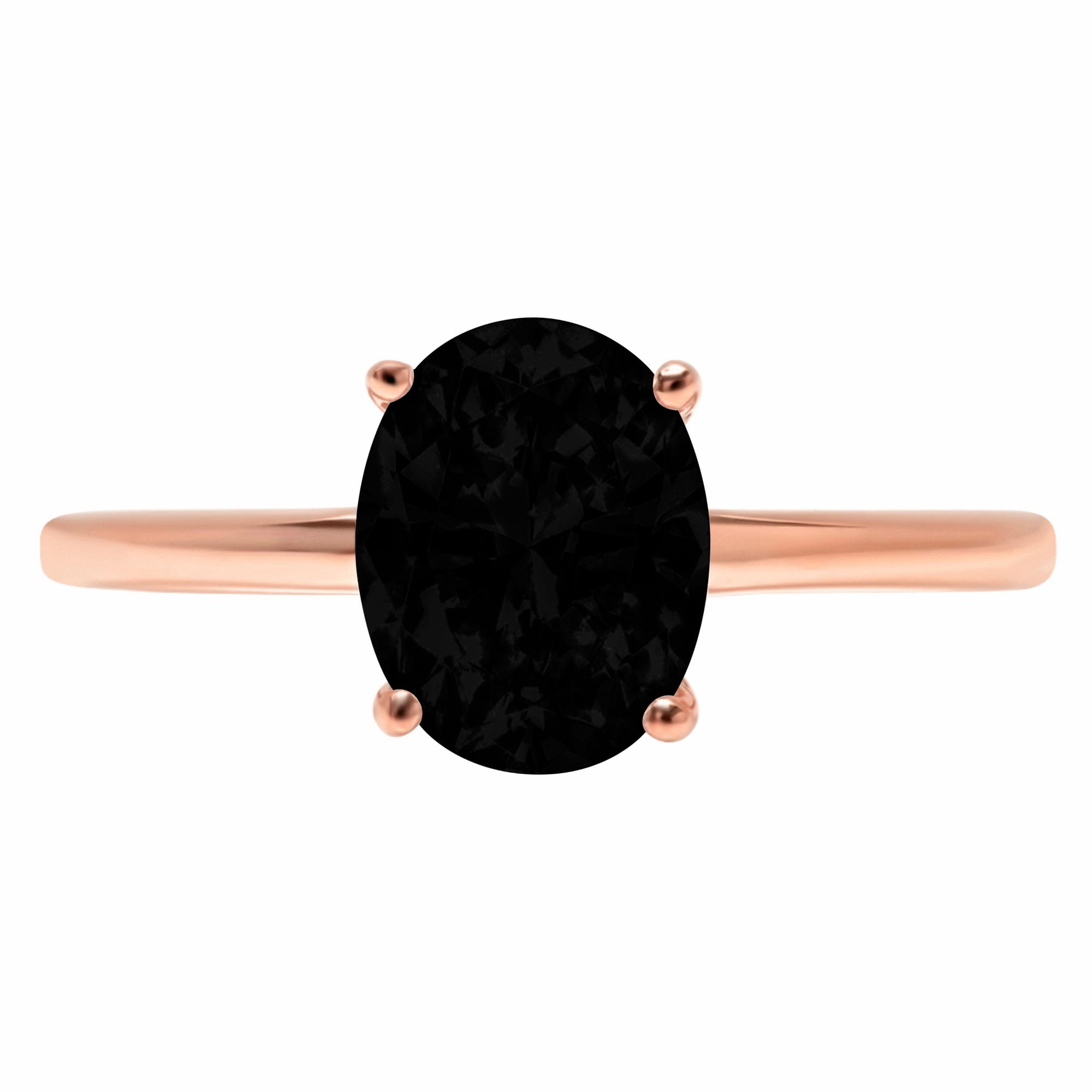 2 ct Oval Cut Natural Onyx Solitaire 14K Rose Gold Womens Engagement ...