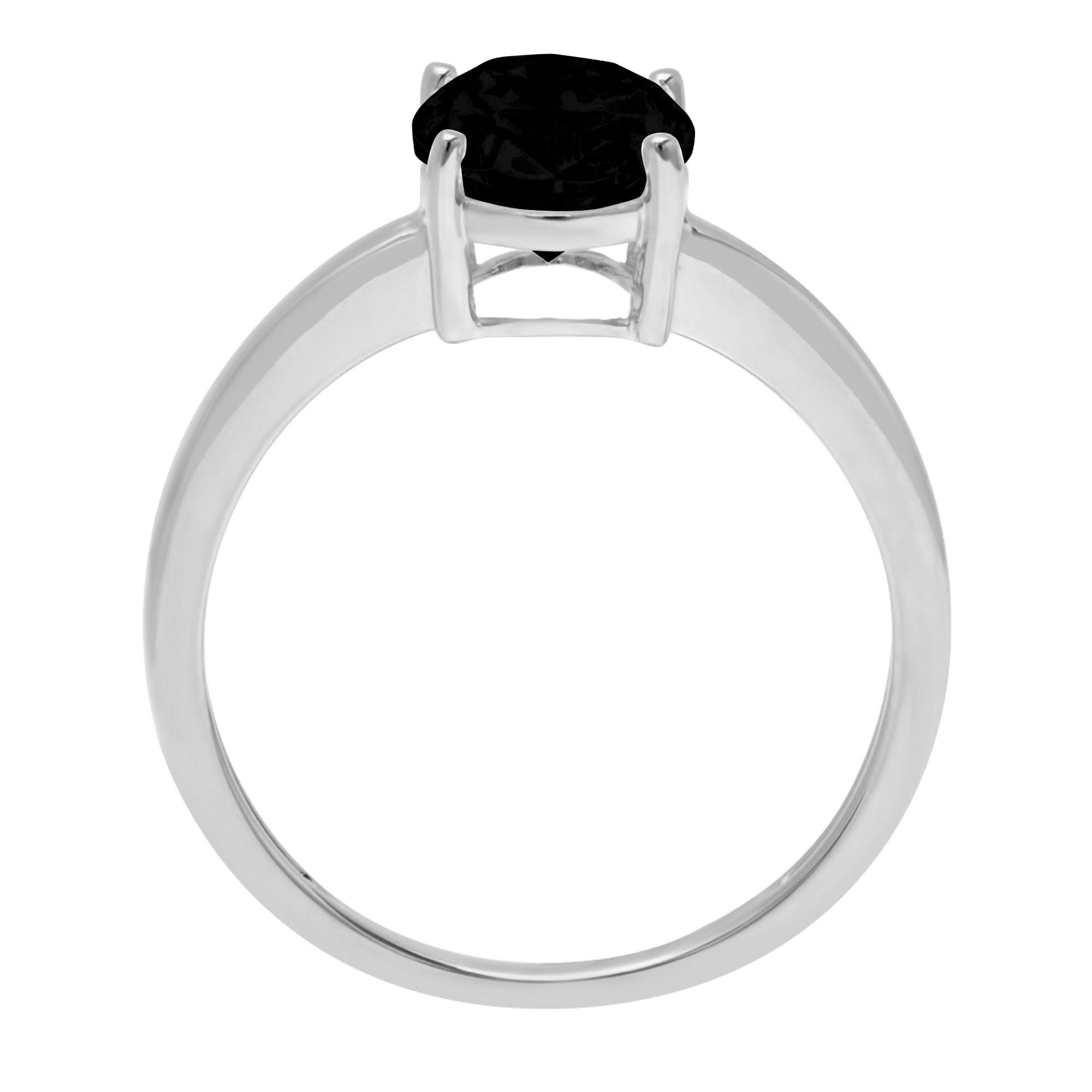 2 ct Oval Cut Natural Onyx Solitaire Engagement Ring for Women in 18K White Gold - Walmart.com