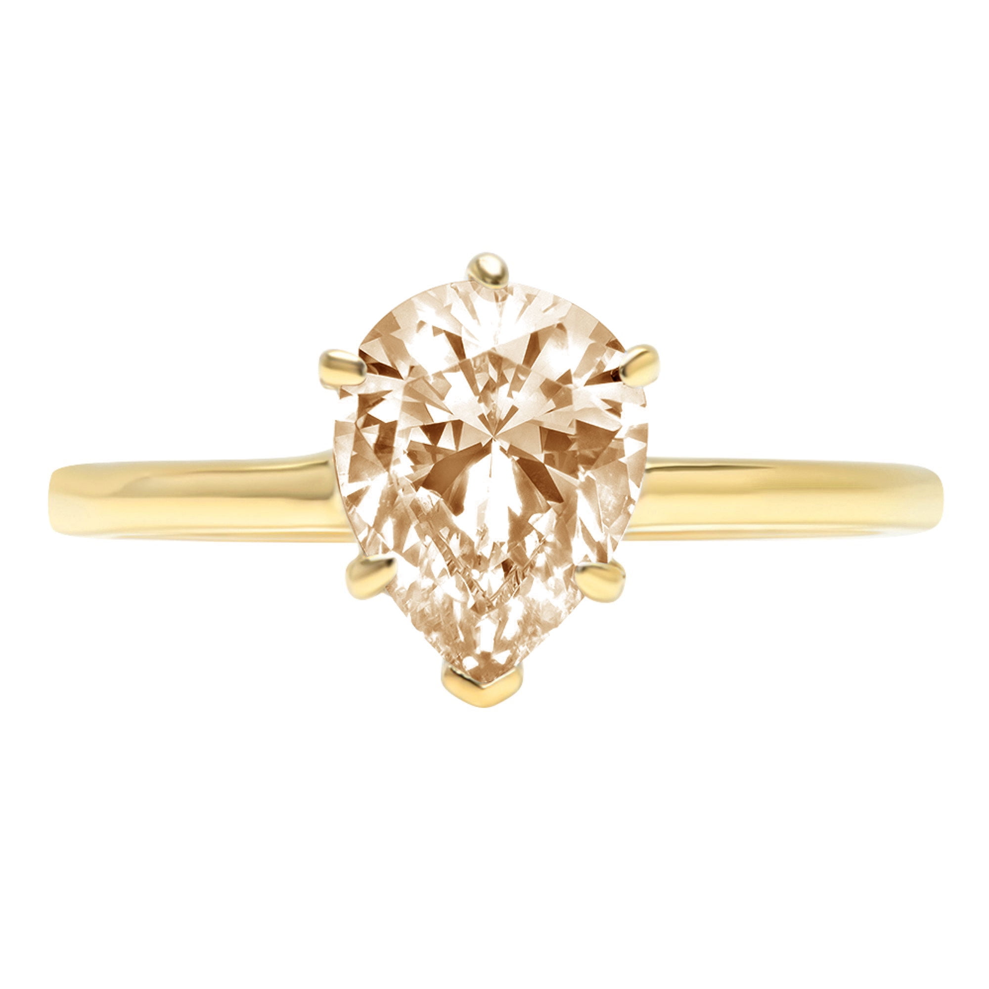 2 ct Pear Cut Natural Morganite Solitaire 18K Yellow Gold Womens ...