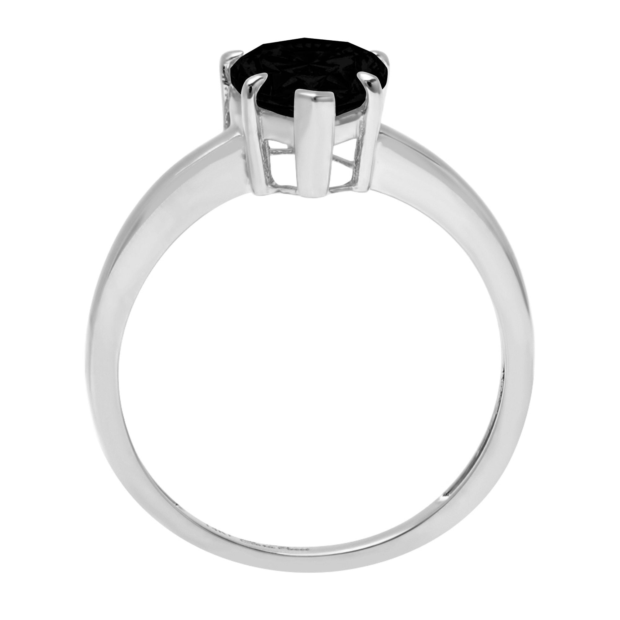 2 ct Pear Cut Natural Onyx Solitaire Engagement Ring for Women in 18K ...