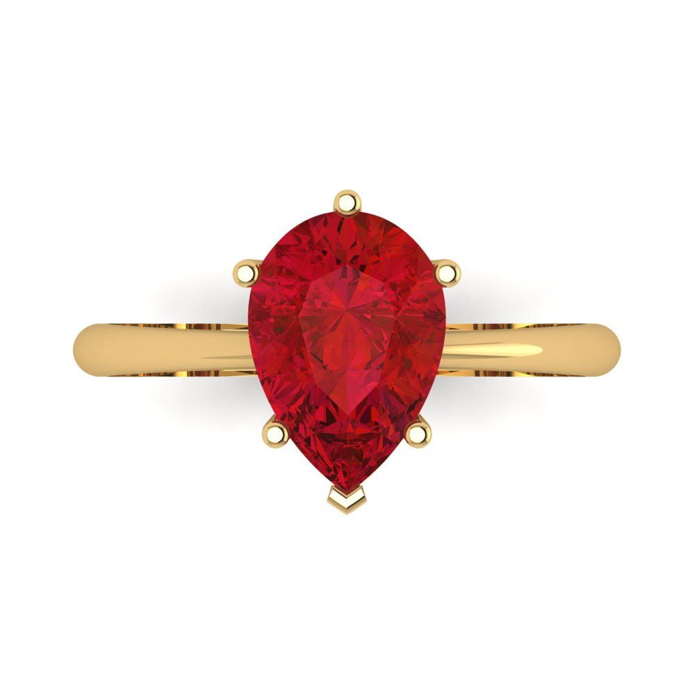 2 ct Pear Cut Simulated Ruby Solitaire 18K Yellow Gold Womens Engagement Ring - Walmart.com
