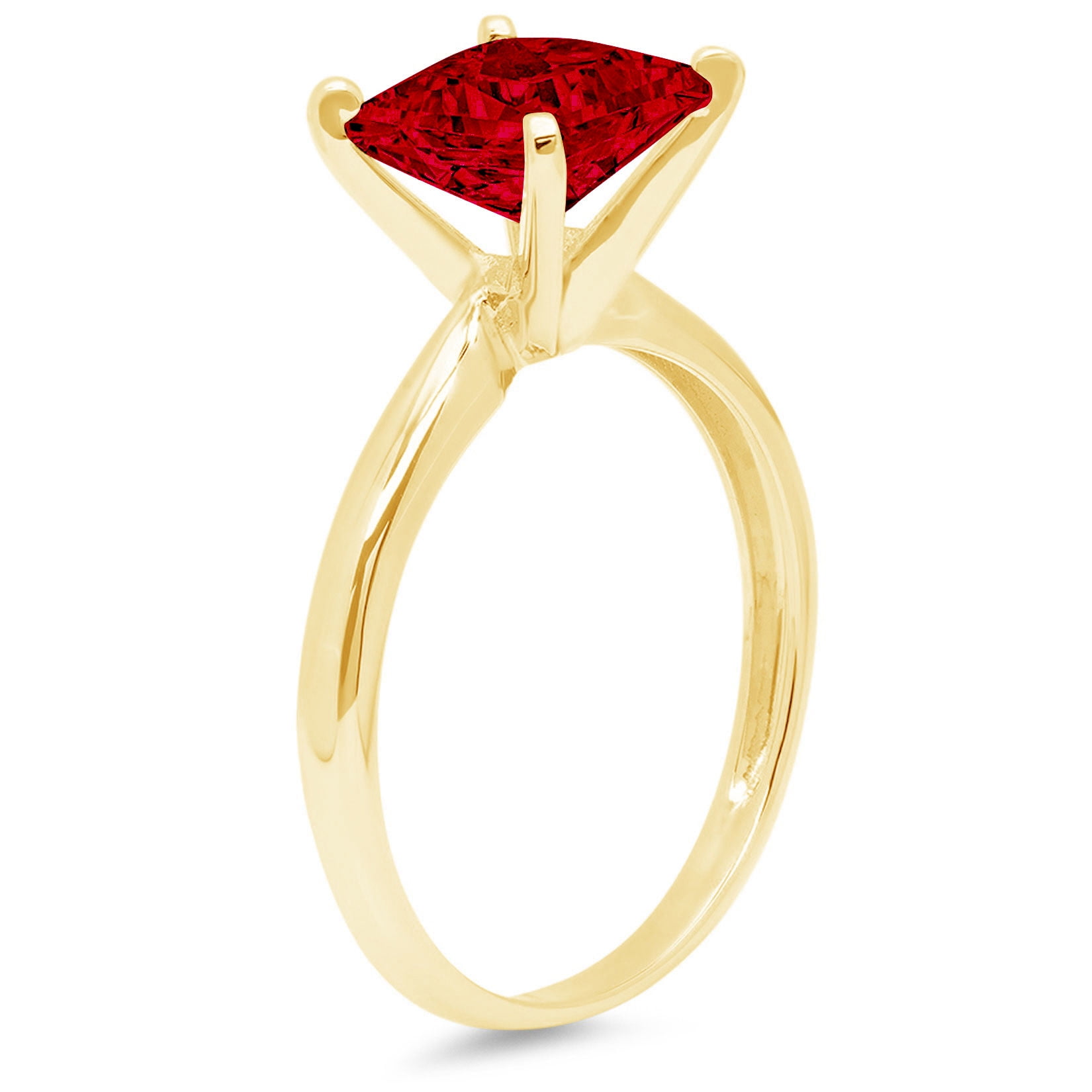 2 ct Princess Cut Natural Garnet Solitaire Engagement Ring for Women in ...