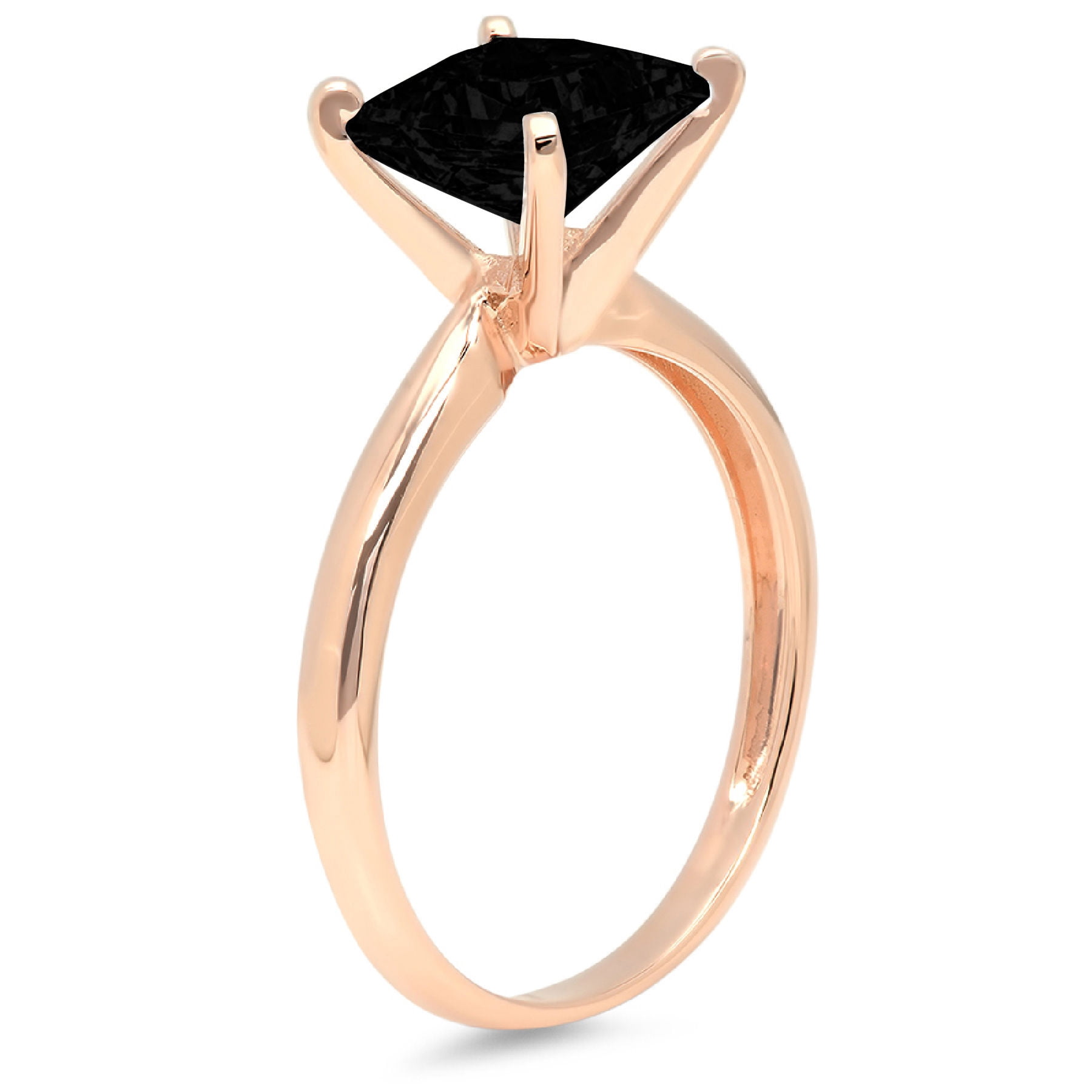 2 ct Princess Cut Natural Onyx Solitaire Engagement Ring for Women in ...