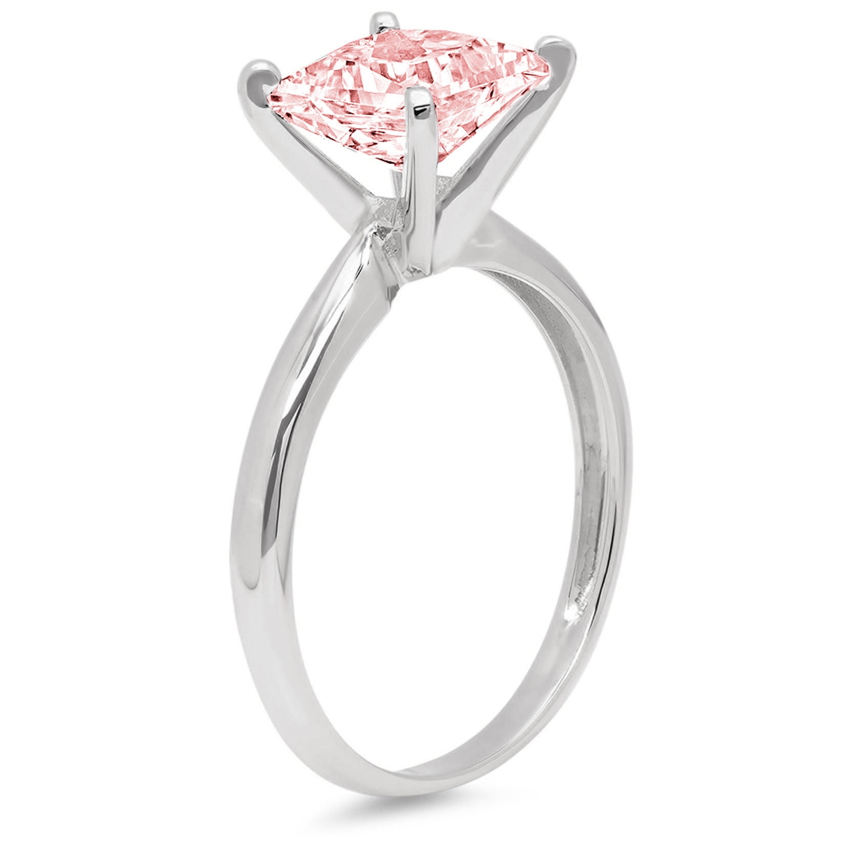 2 ct Princess Cut Simulated Pink Diamond Solitaire Engagement Ring for ...