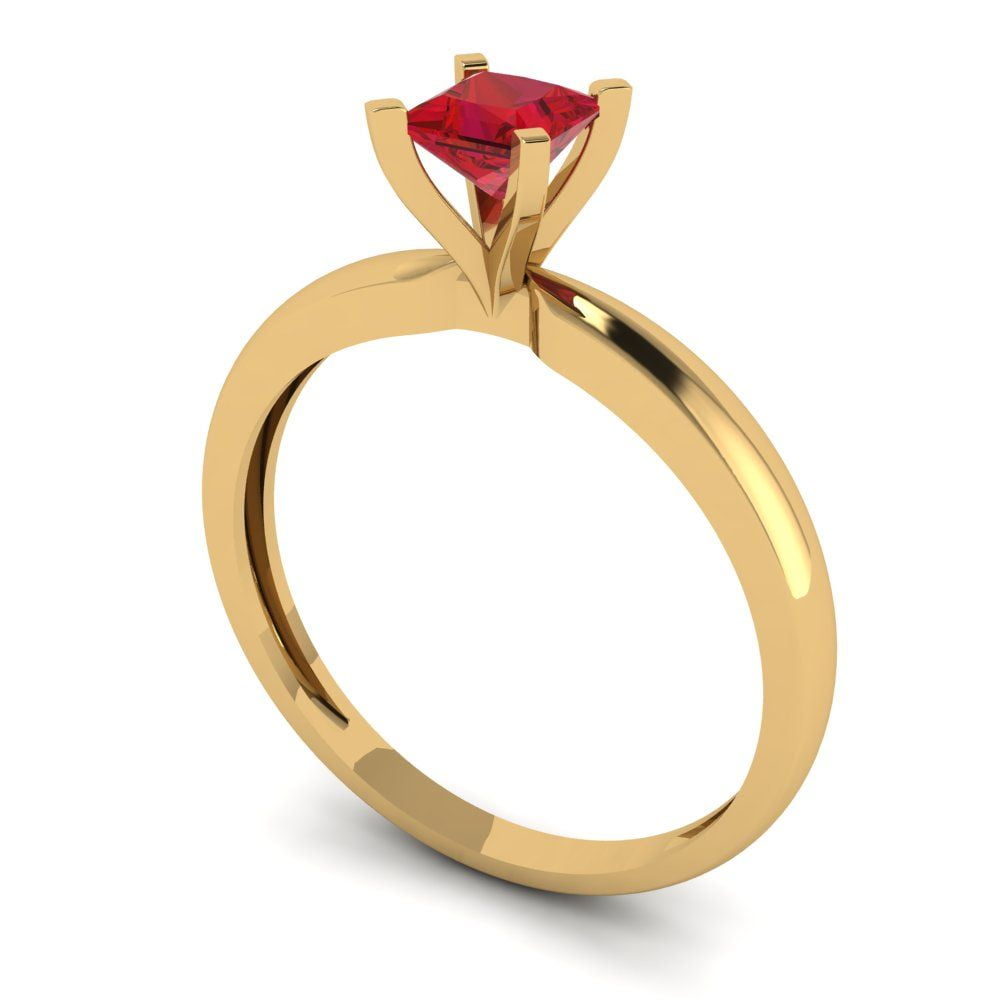 2 ct Princess Cut Simulated Ruby Solitaire Engagement Ring for Women in ...