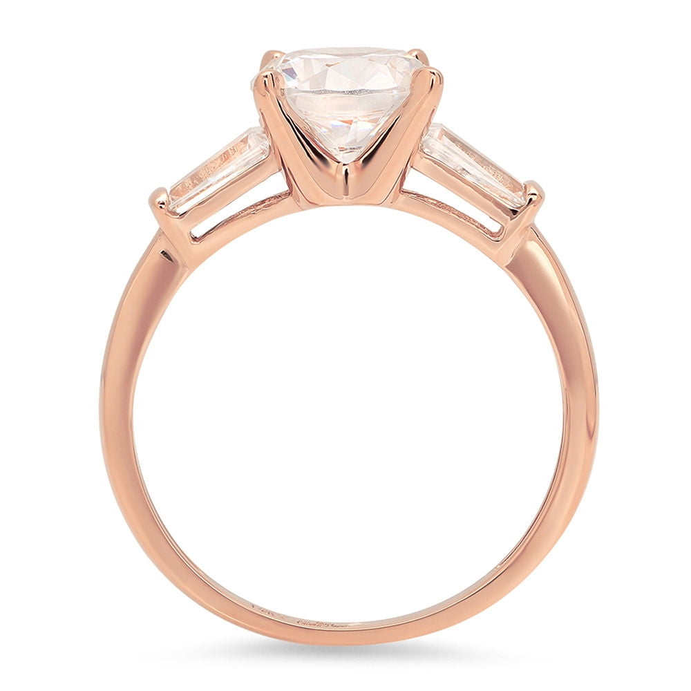 2 ct Round Cut Moissanite Three-Stone Engagement Ring for Women in 14K ...