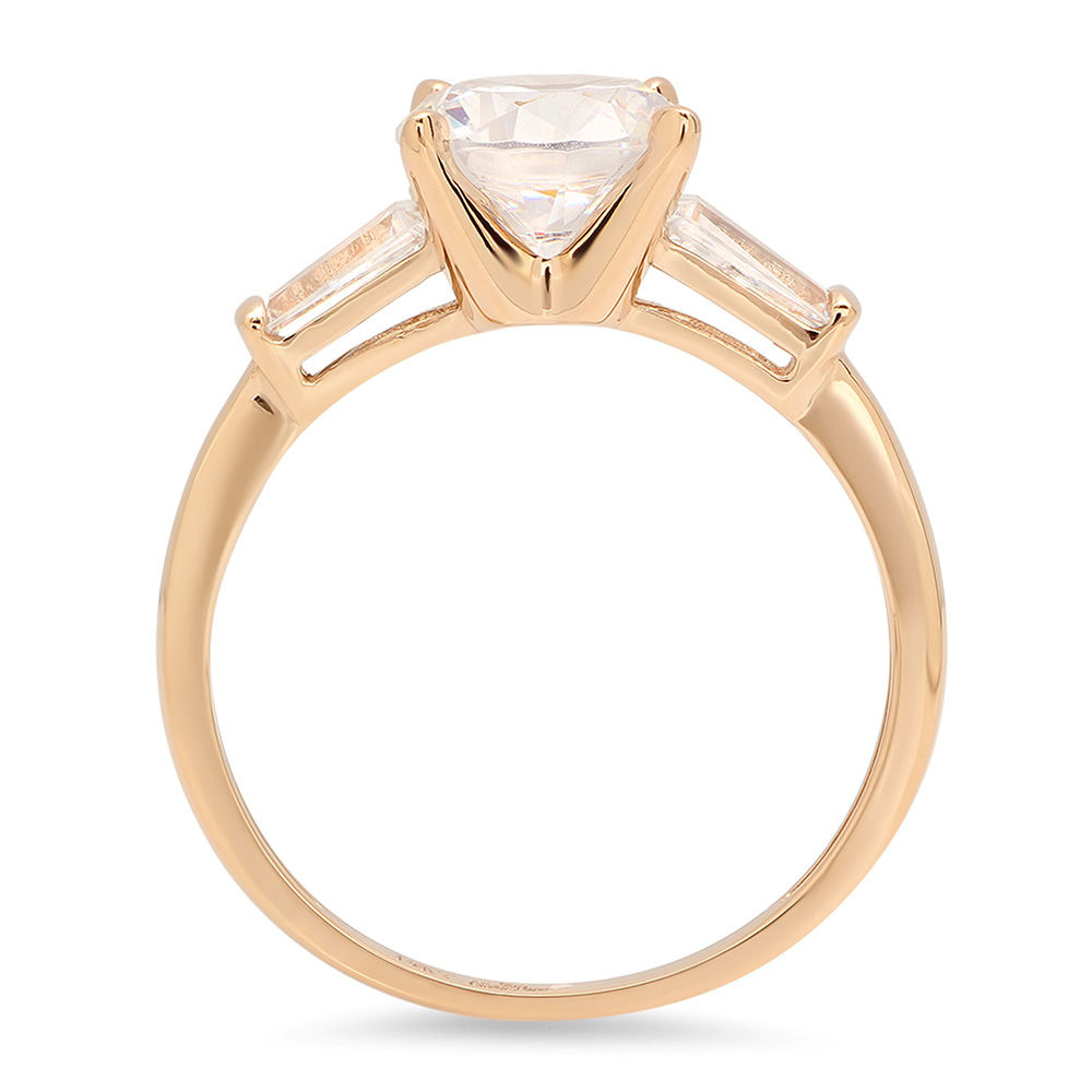 2 ct Round Cut Moissanite Three-Stone Engagement Ring for Women in 18K ...
