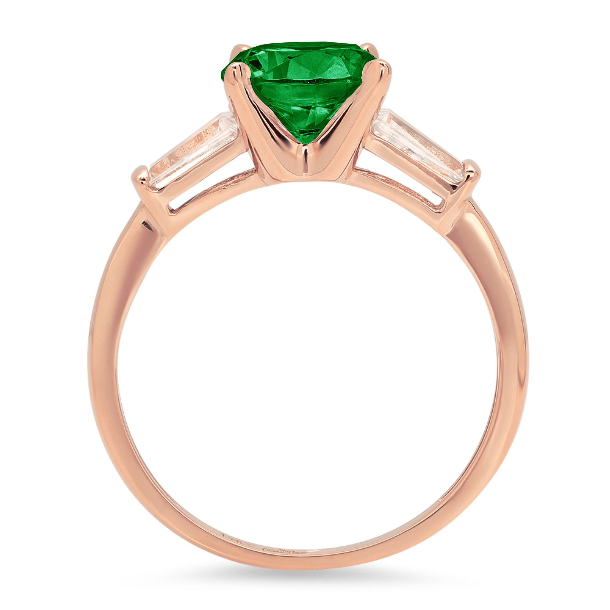 2 ct Round Cut Simulated Emerald Three-Stone Engagement Ring for Women ...
