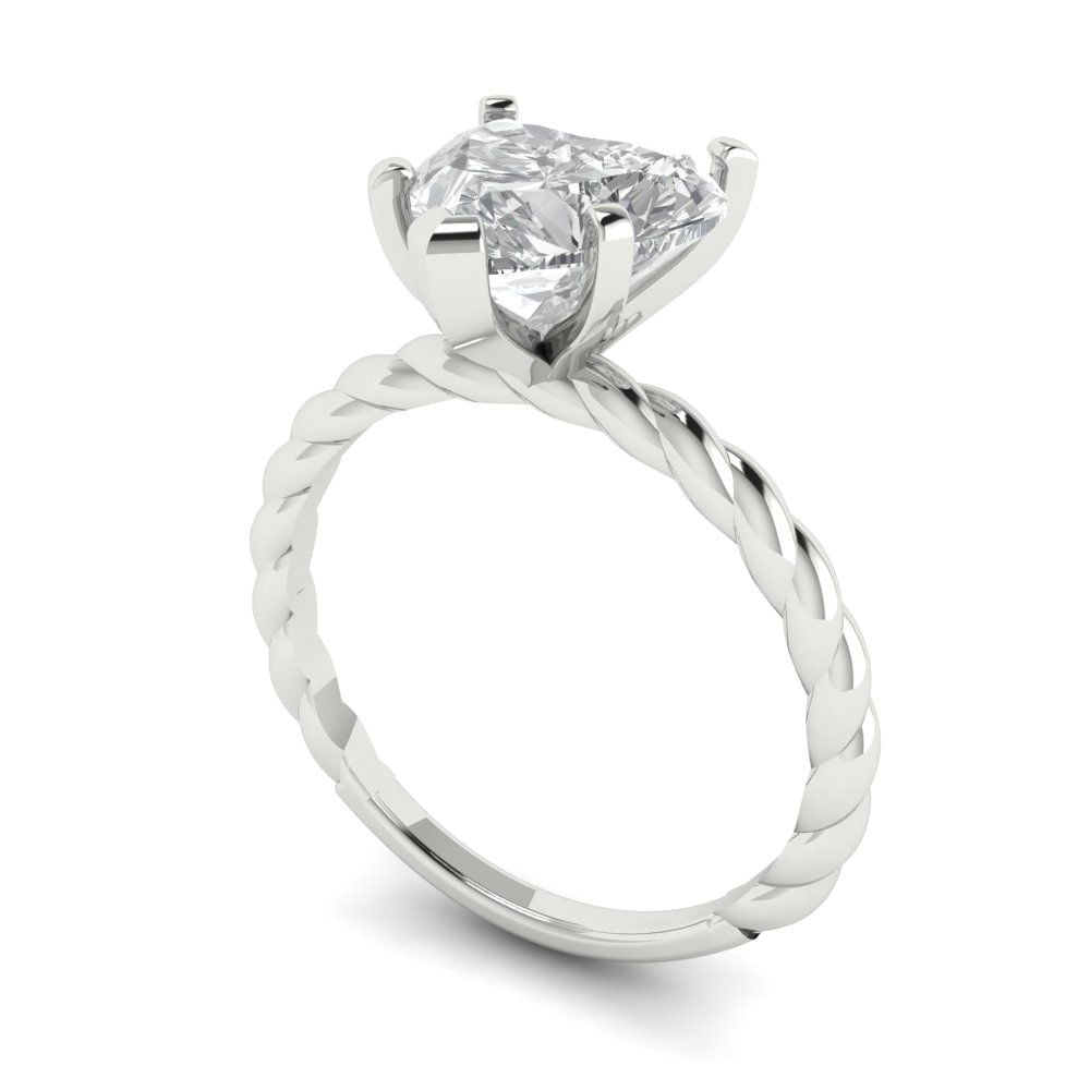2 ct heart cut clear Zircon 18k white gold Bridal Wedding Engagement Promise Anniversary Ring ...