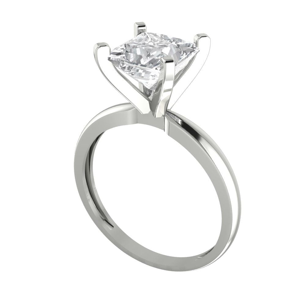 2 ct princess cut clear Zircon 18k white gold Bridal Wedding Engagement Promise Anniversary Ring ...