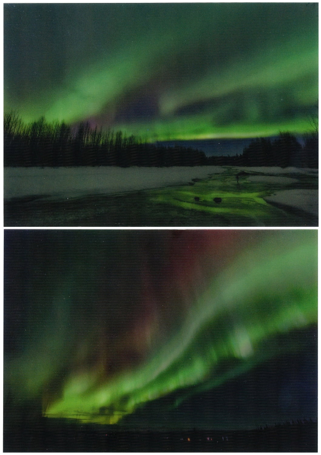 2 different AURORA BOREALIS Northern Lights - 3D Lenticular Postcard ...