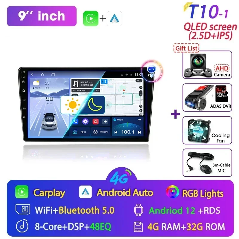 2 din Android 12 Carplay Car Radio Multimedia Player Navigation 9 7 ...