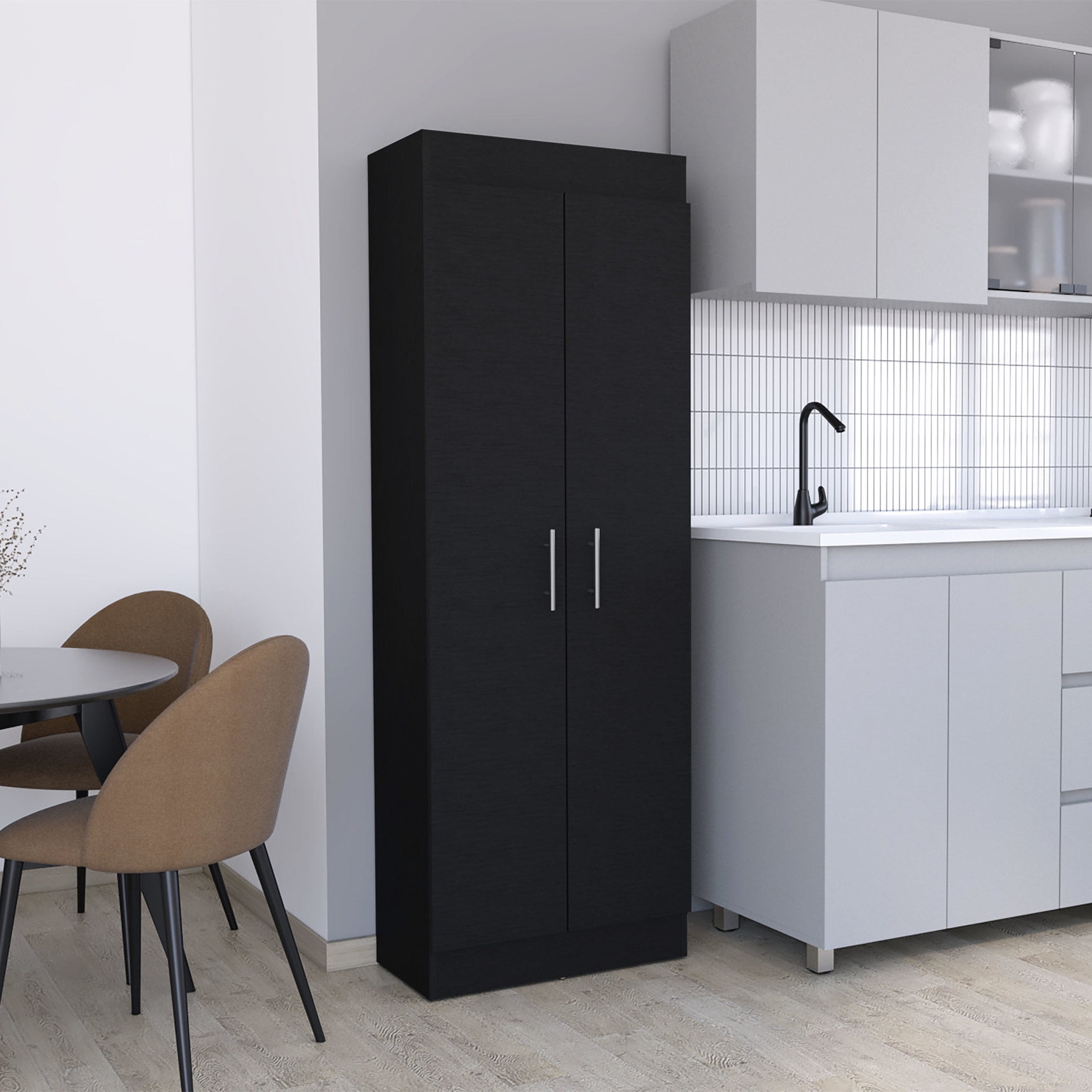 2 - door pantry cabinet with elegant handles and 5 shelves / Convenient ...