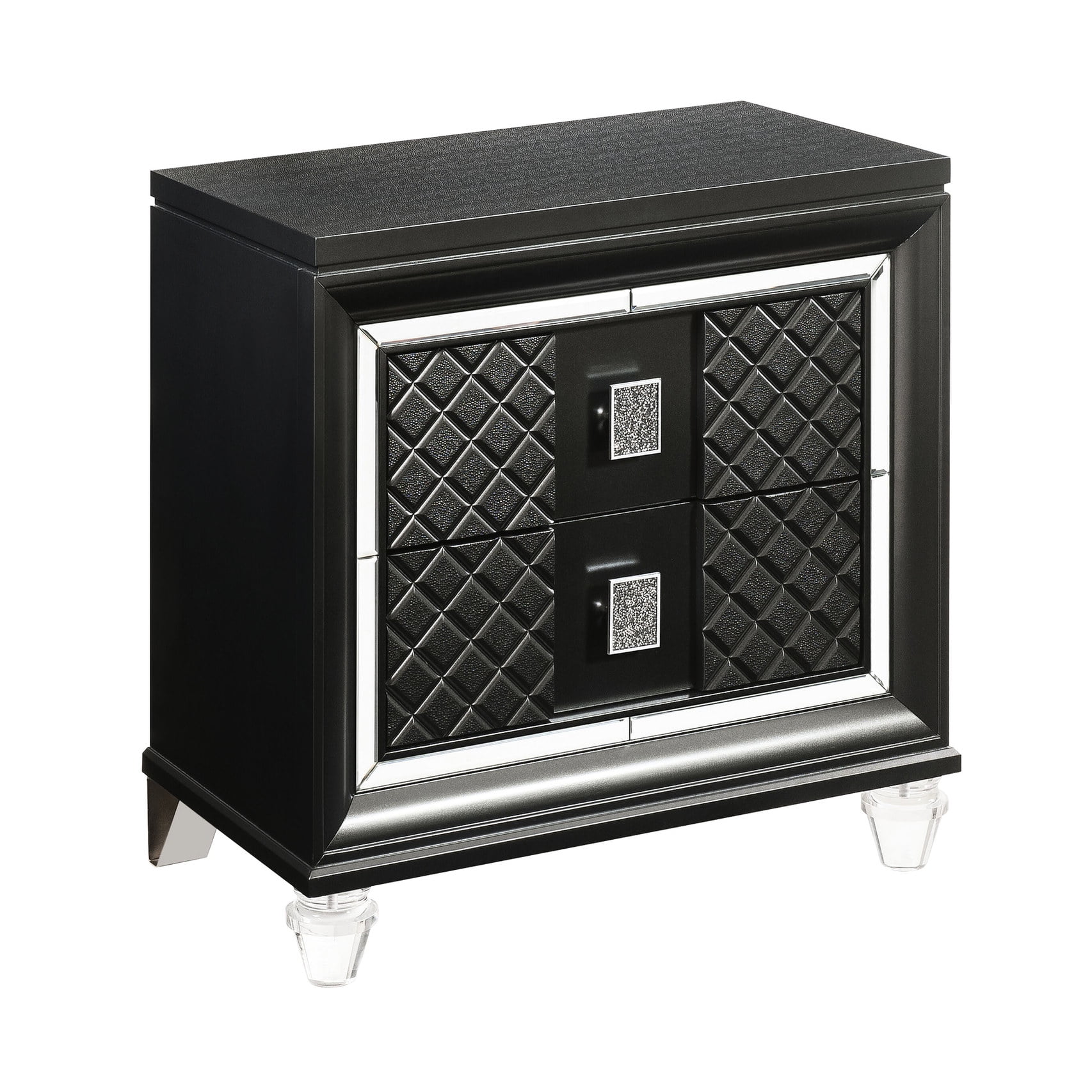 2 - drawer nightstand in metallic grey / Smooth operation with safety ...