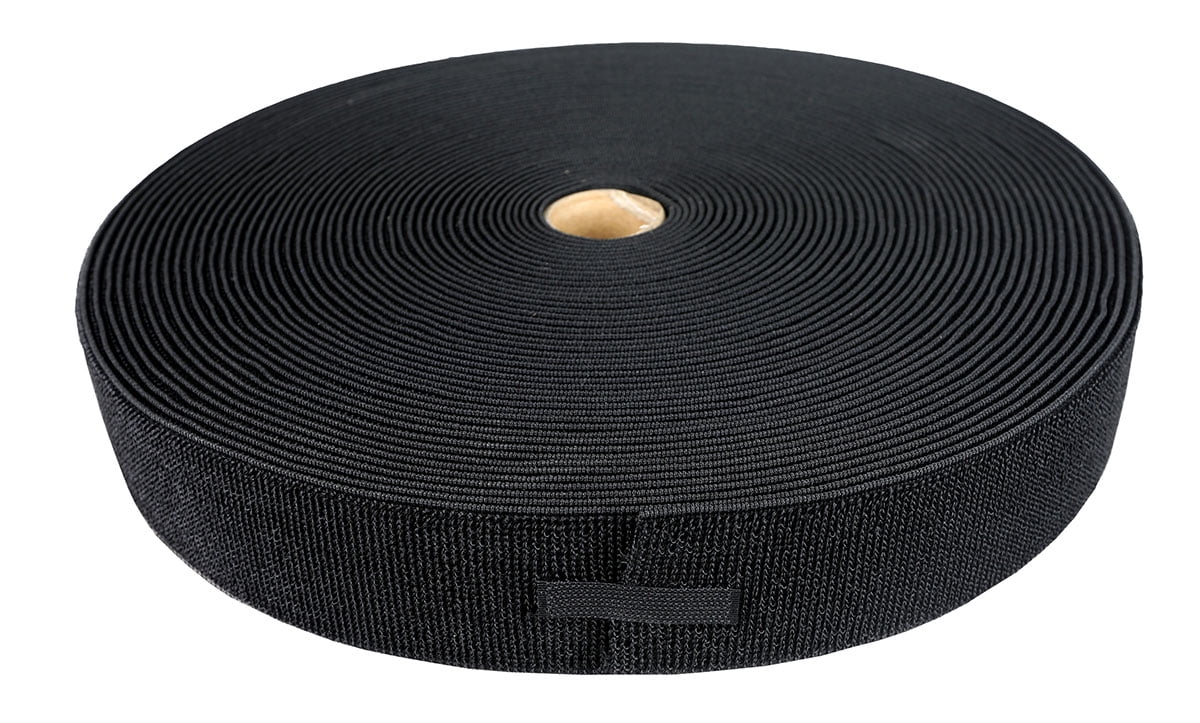 2" elastic stretchable loop material, 25 yard dispenser box, black ...