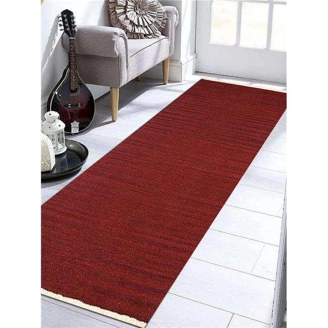 2 ft. 6 in. x 12 ft. Hand Woven Kilim Wool Solid Flat Weave Runner Rug ...