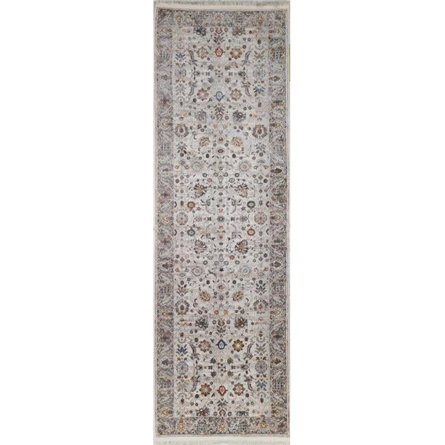 2 ft. 6 in. x 8 ft. Century Geometric Ivory Transitional Polyester ...
