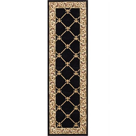 Custom Size Runner Rug Fleur De Lis French Design Black Color 26 or 31 ...