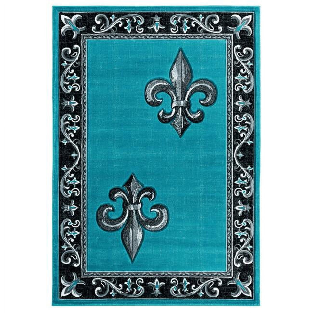 2 ft. 7 in. x 4 ft. 2 in. Bristol Lilium Turquoise Rectangle Rug ...