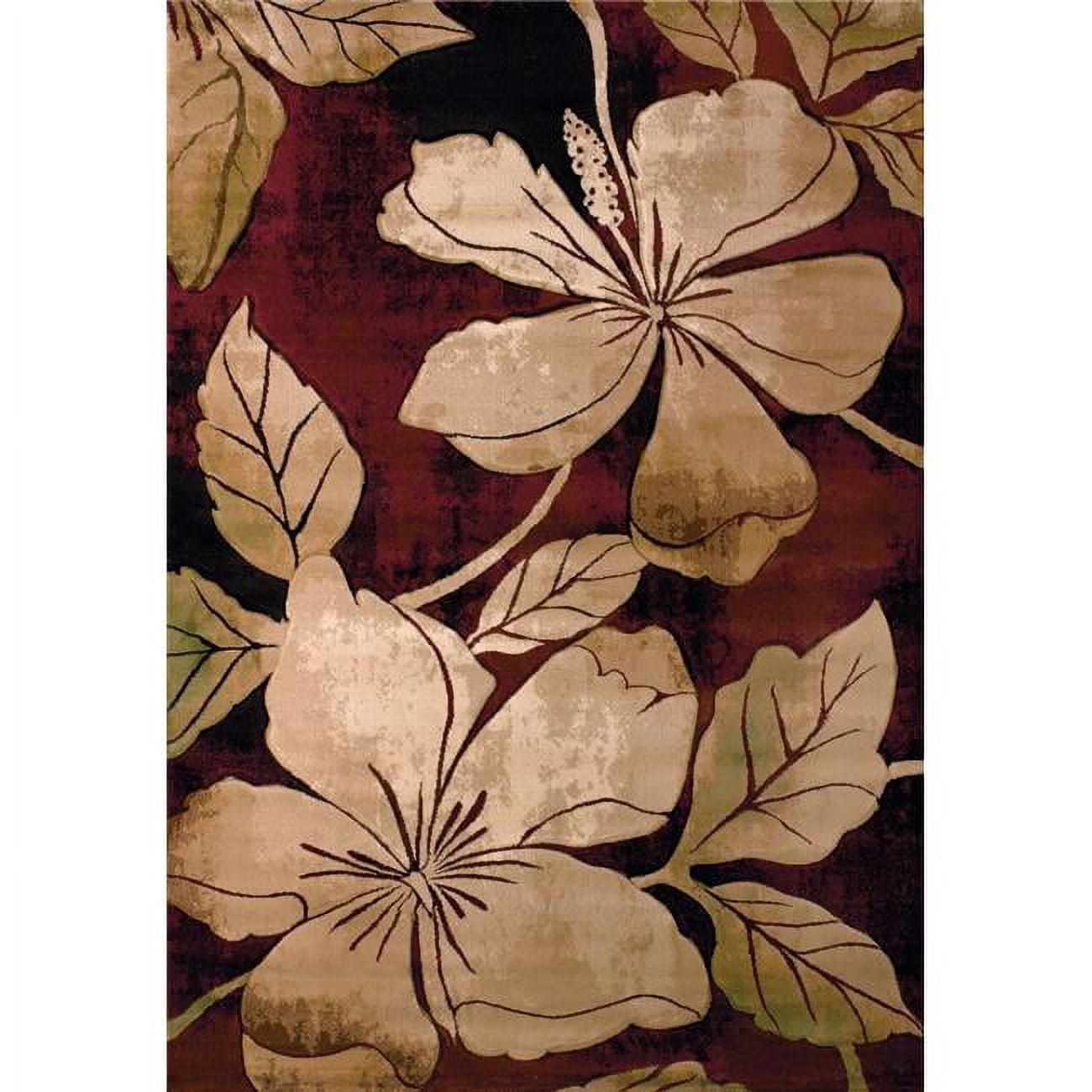 2 ft. 7 in. x 7 ft. 4 in. Contours Floral Canvas Runner Rug, Burgundy ...