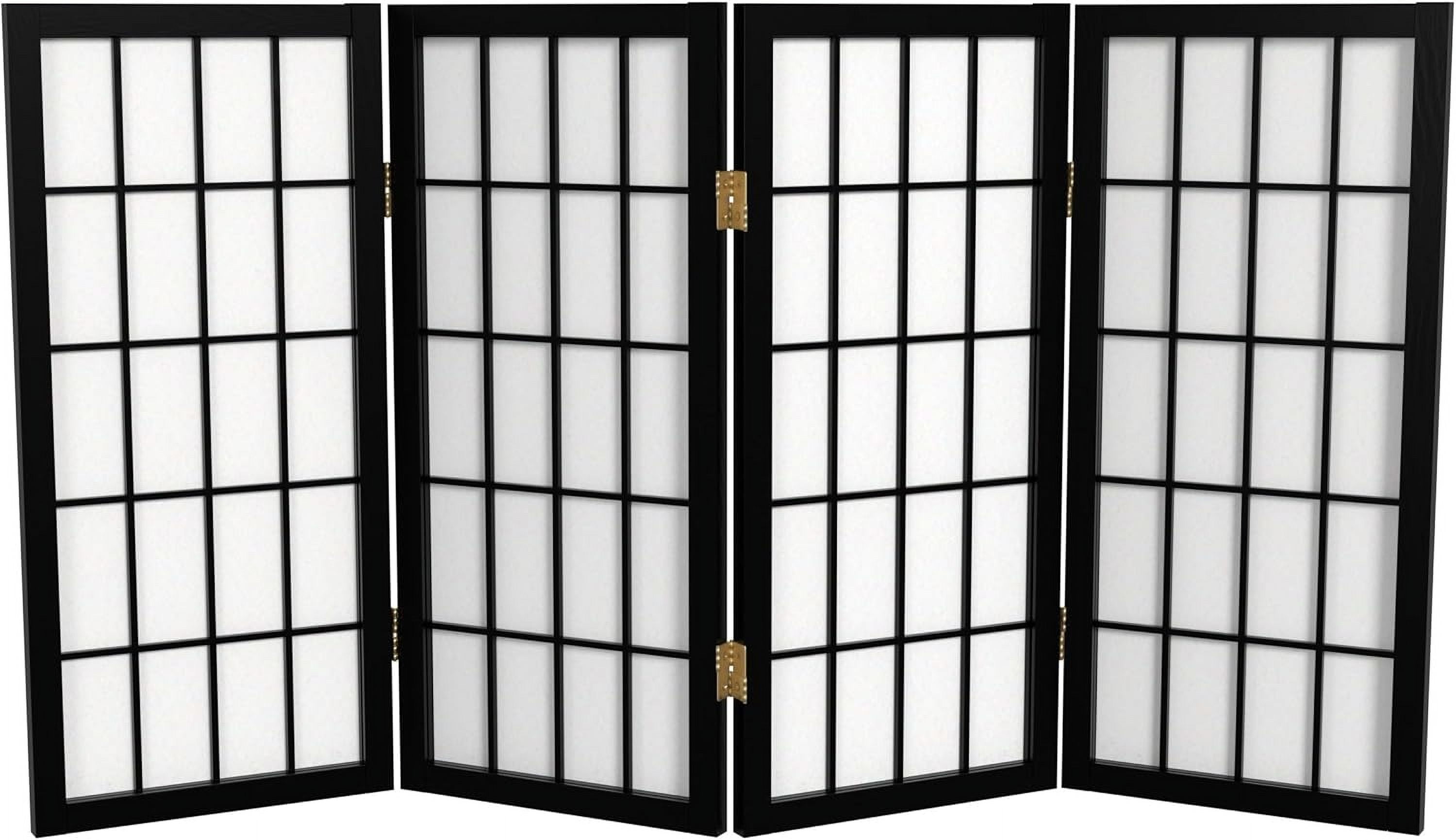 2 ft. Short Desktop Window Pane Shoji Screen - Black - 4 Panels ...