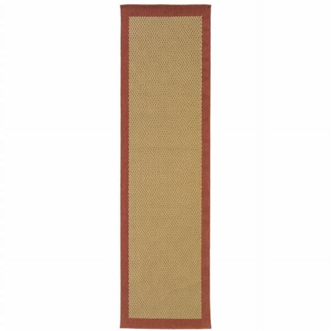 2 ft. x 8 ft. Plain Indoor Outdoor Runner Rug, Beige & Red - Walmart.com