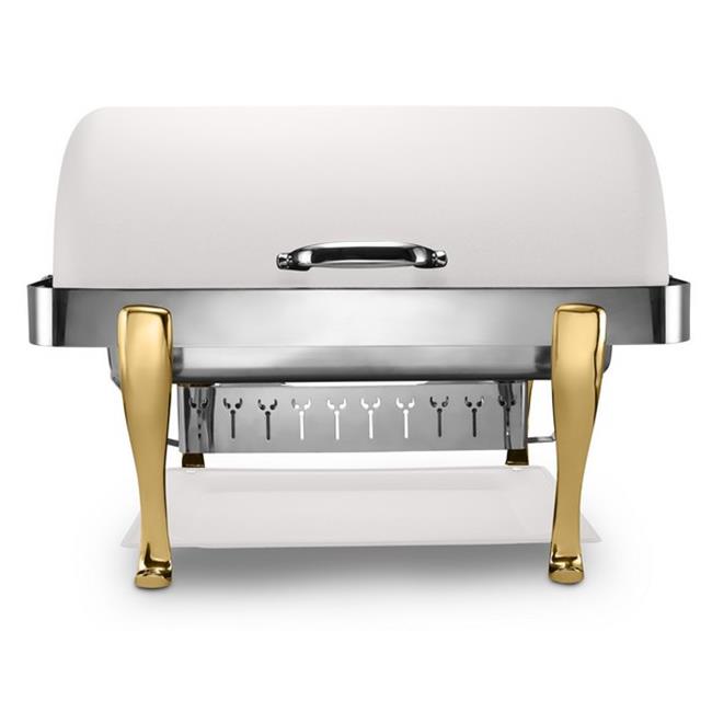 2 gal Elite Stainless Steel Rectangular Chafer with Roman Legs & Bianco ...