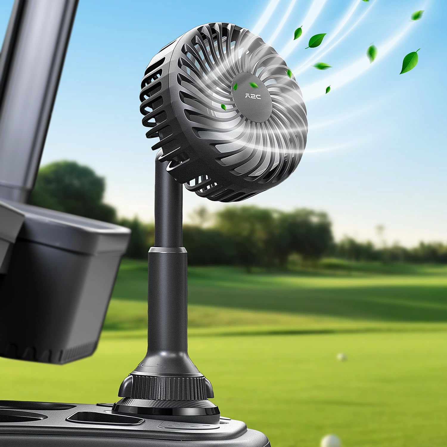 2 golf cart fans rechargeable, battery-operated cooling fan with cup ...