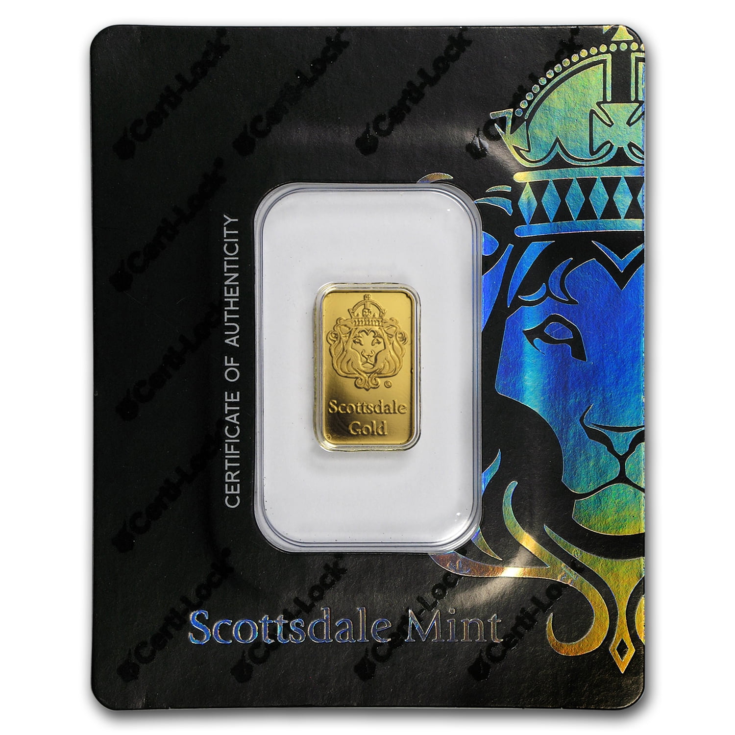 2 gram Gold Bar - Scottsdale Mint (In Certi-Lock® Assay, Black ...
