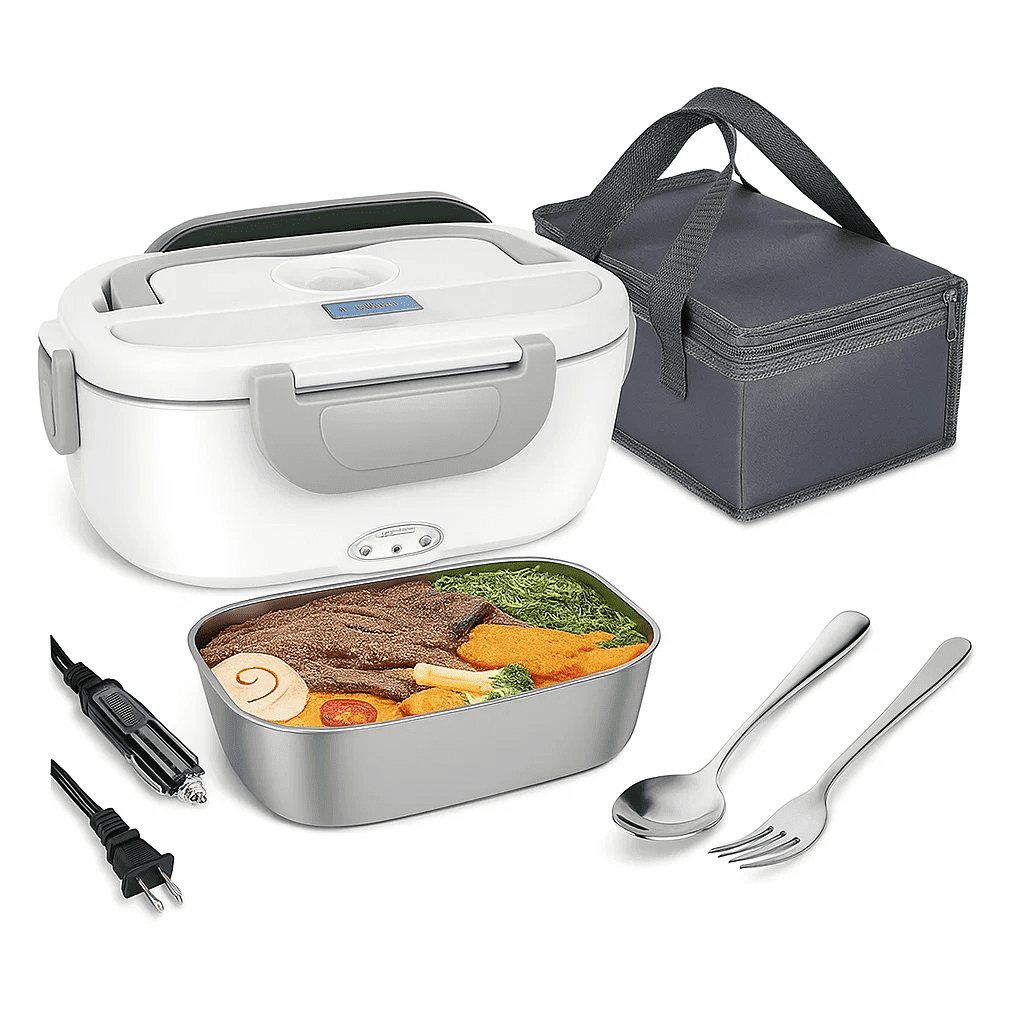 Portable 2 in 1 110V 12V Electric Heating Lunch Box, Stainless Steel ...