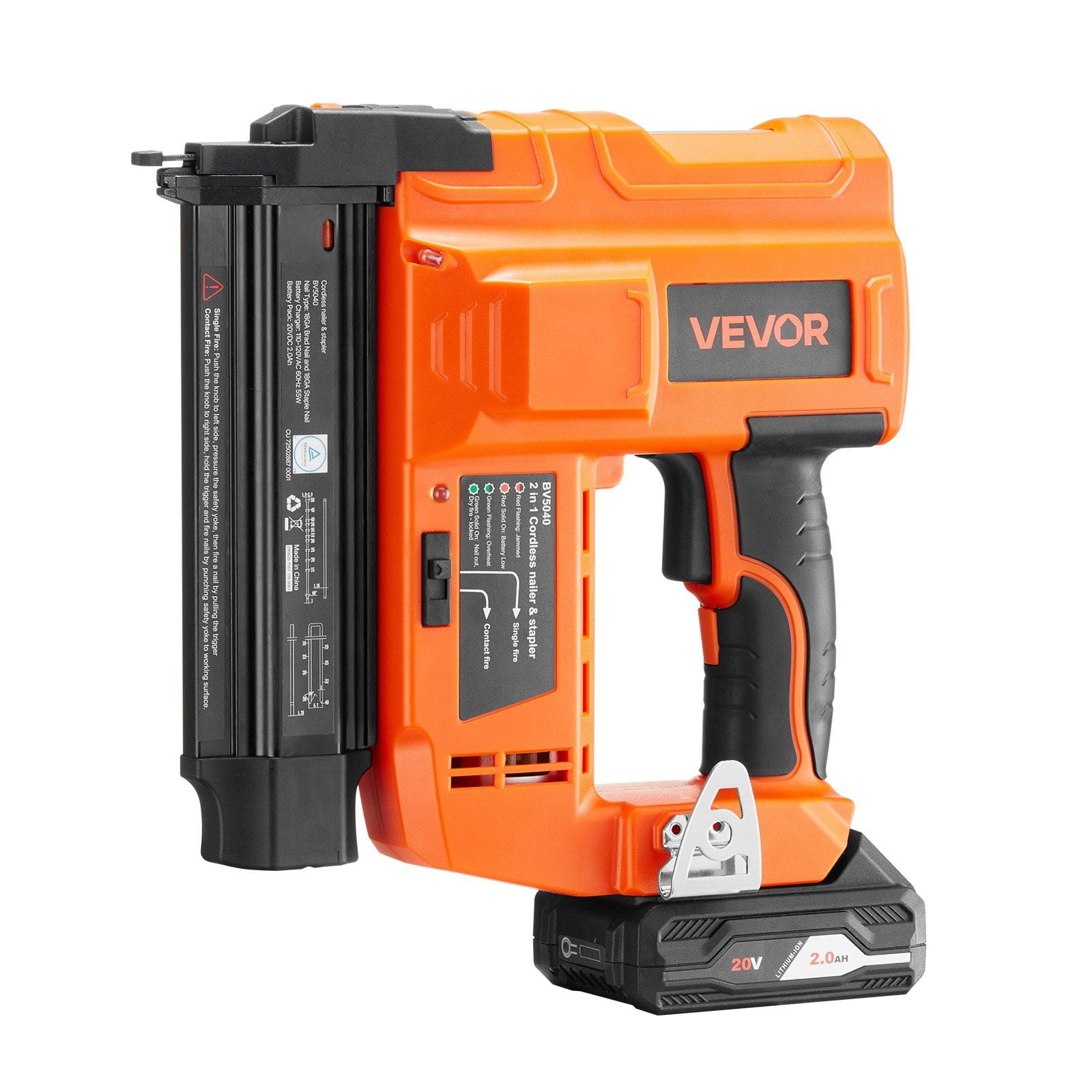 2-in-1 18 Gauge Nailer/Stapler, 20V Battery Powered, 500 Nails & 500 ...