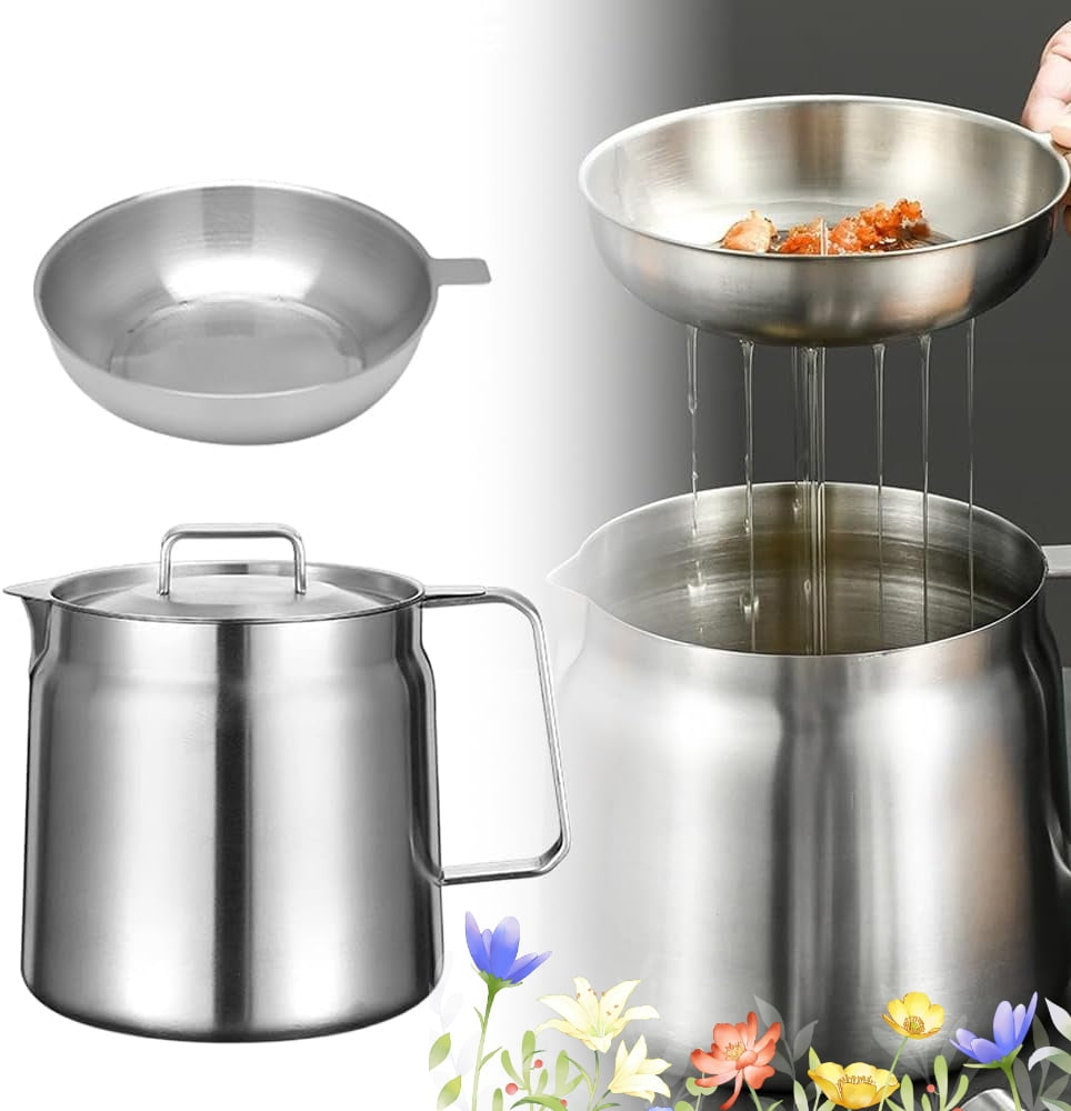 2-in-1 304 Stainless Steel Multifunctional Oil Strainer Pot, Large ...
