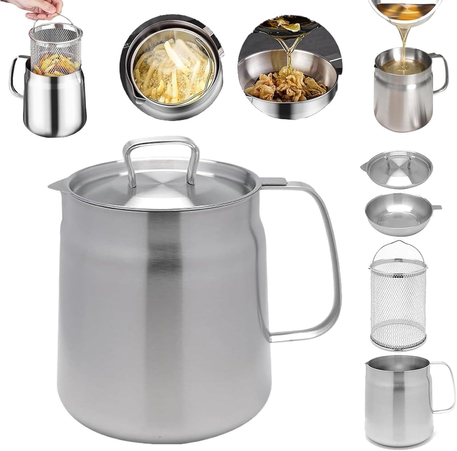 2-in-1 304 Stainless Steel Multifunctional Oil Strainer Pot,Oil ...
