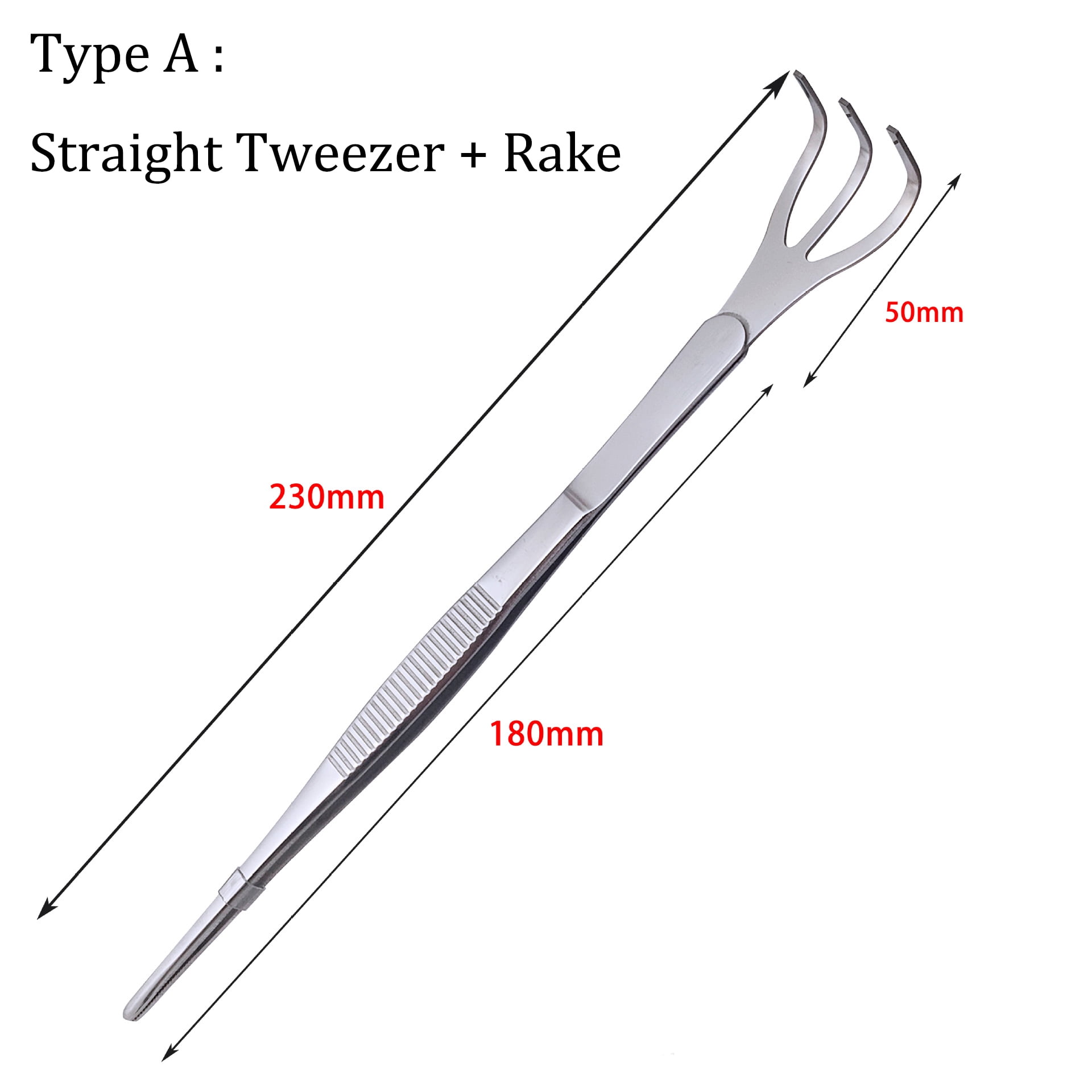 2-in-1 304 Stainless Steel Root Rake with Bonsai Tweezers with ...