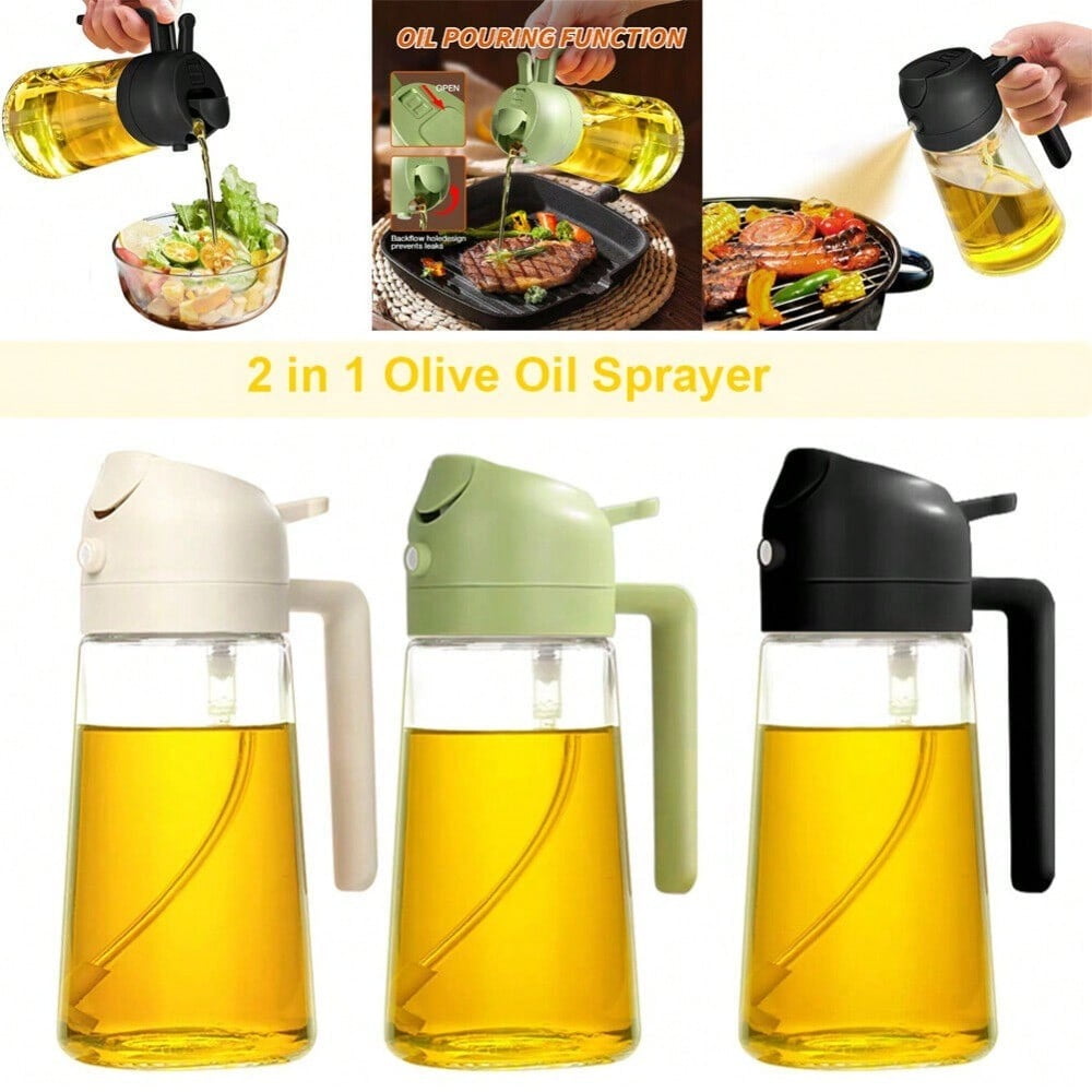 2-in-1 450ML Glass Oil Sprayer and Dispenser Spray Bottle Cooking ...