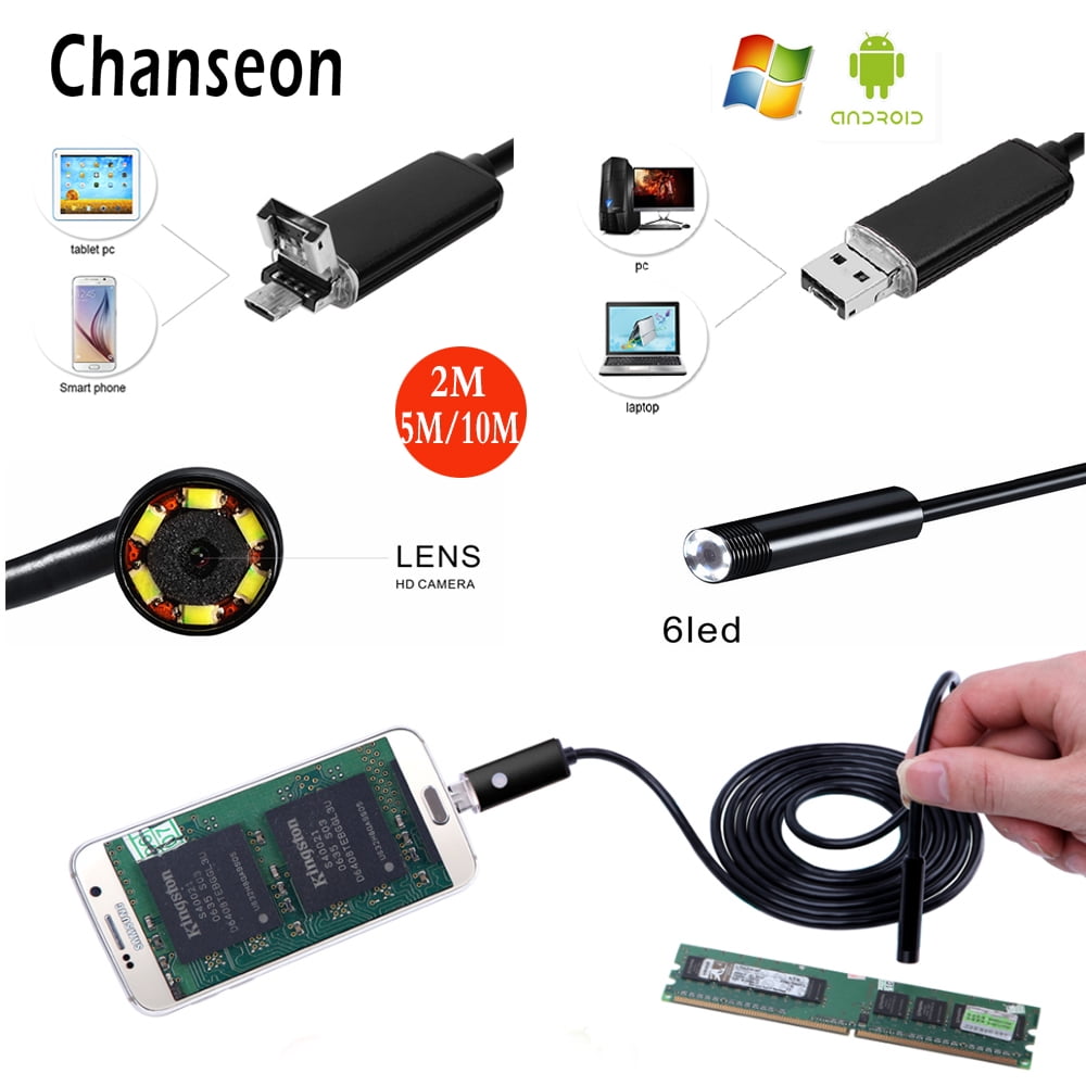 2 in 1 8mm HD 720P USB Endoscope Camera Mini Waterproof Soft Cable ...