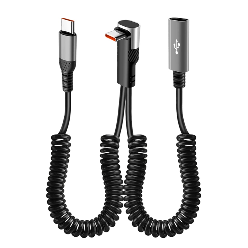 2 in 1 90 Degree Elbow USB Fast Charging Cable 66W Type C Spring ...