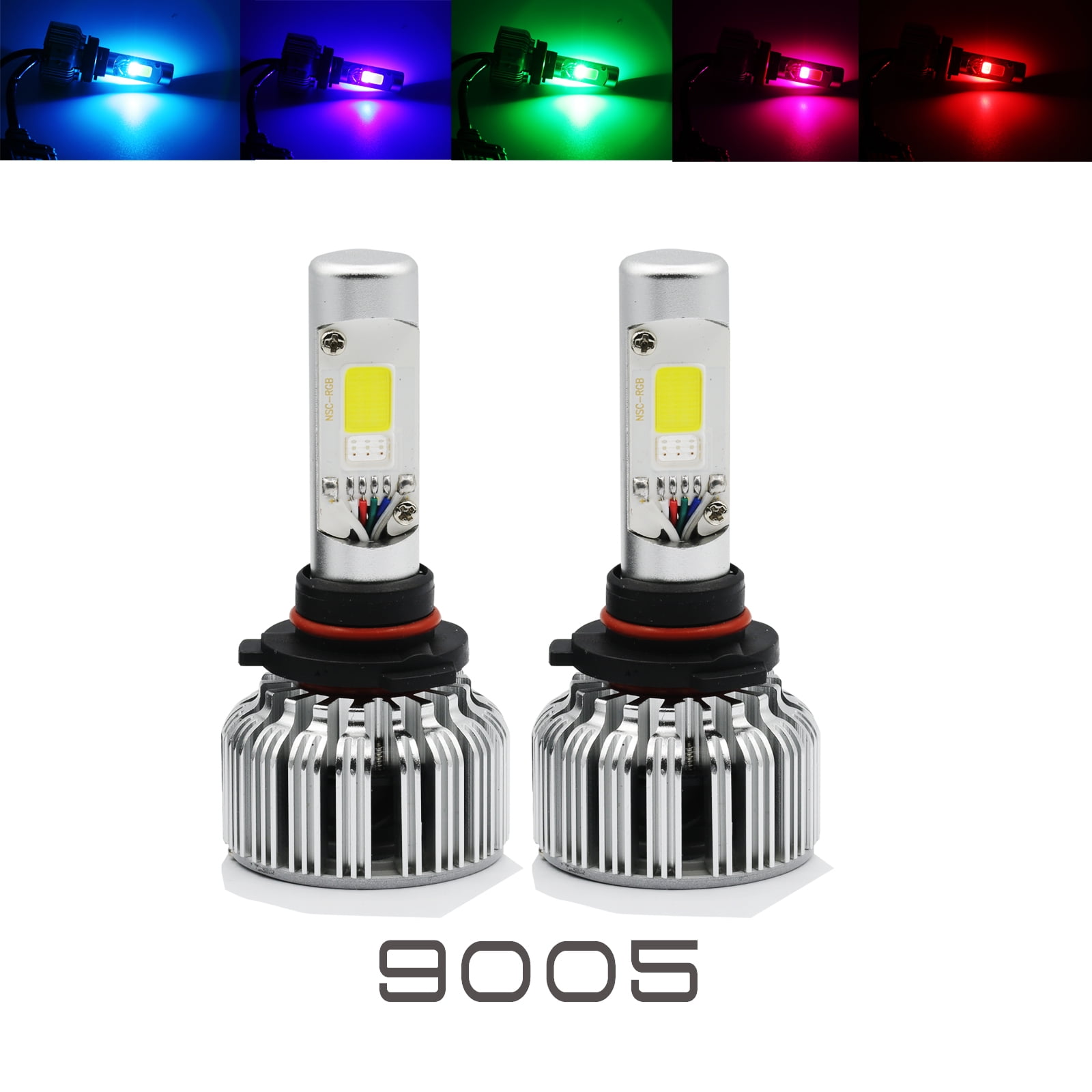 2 in 1 9005 100W 10000LM CREE LED Headlight Kit+RGB DRL Day Time Running Lights Bluetooth Phone ...