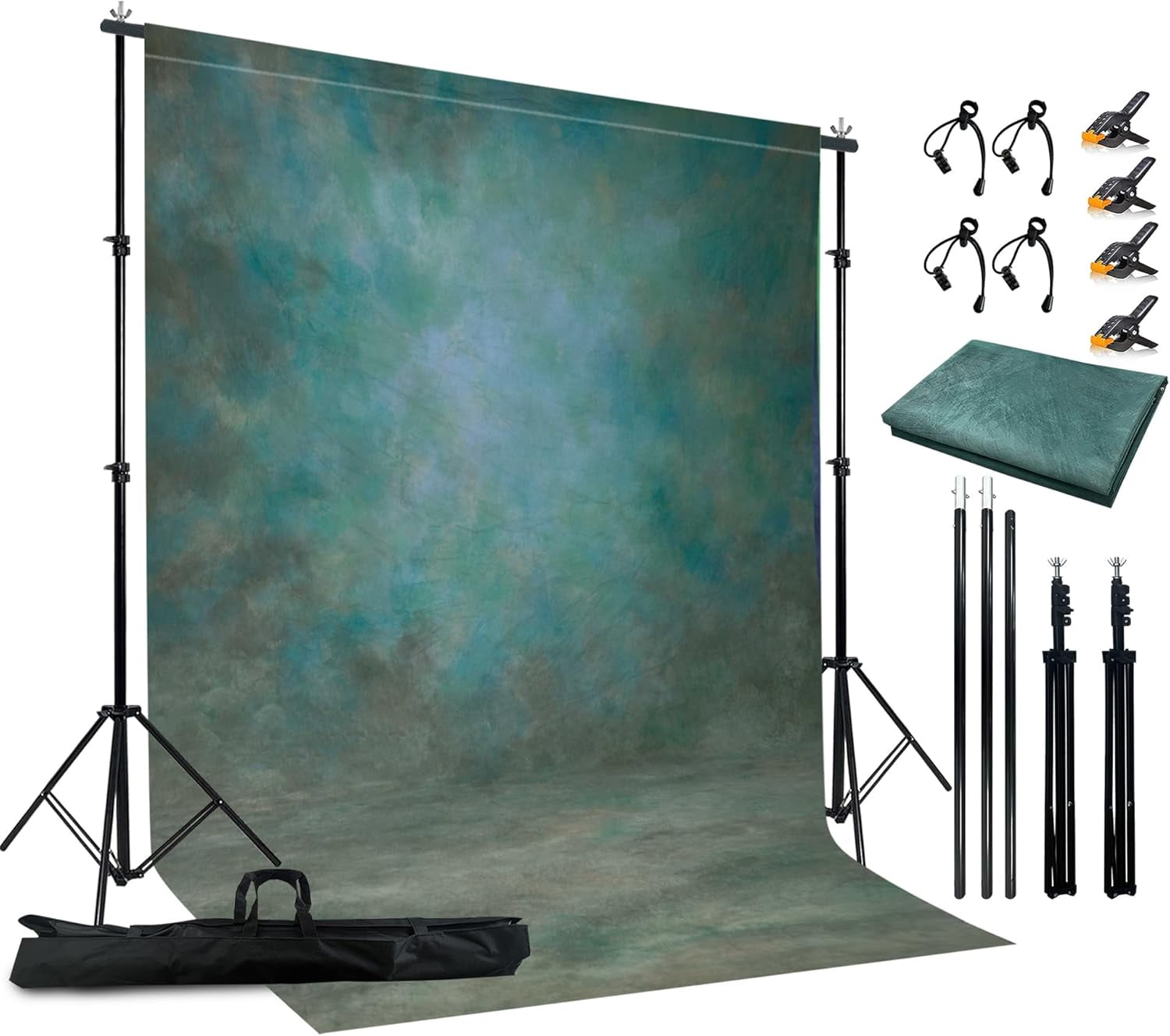 2-in-1 Abstract Photography Backdrop Kit - 6.5x6.5 ft Portable Dual Rod ...