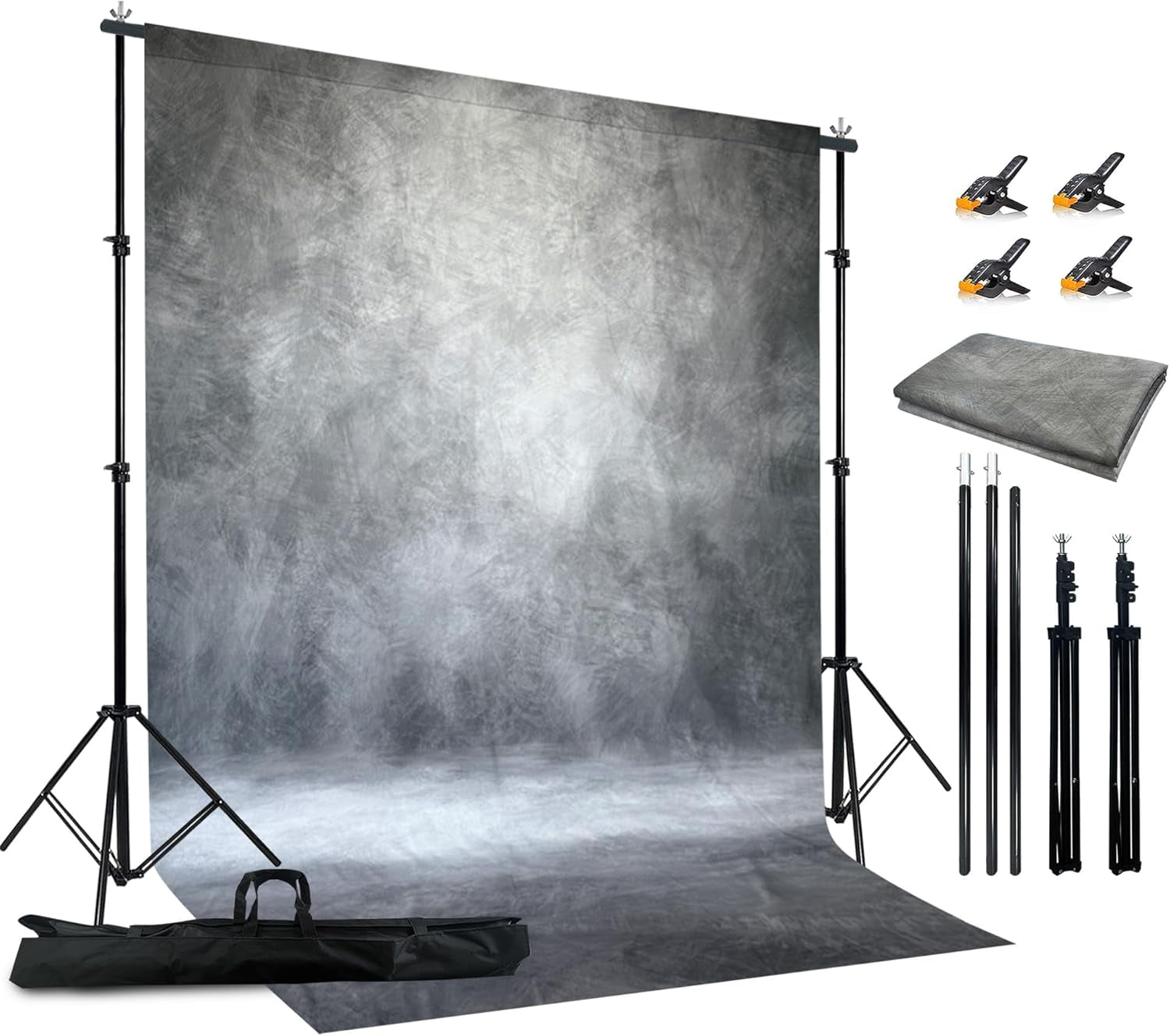 2-in-1 Abstract Photography Backdrop Stand Kit - 6.5x6.5 ft Portable ...
