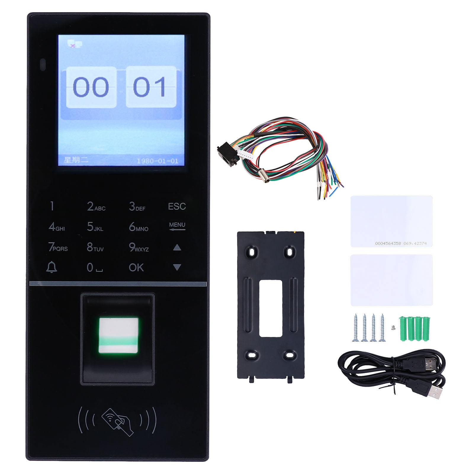 2-in-1 Access Control Attendance Machine with TCP/IP, Fingerprint & Password Card, 2.4in TFT ...